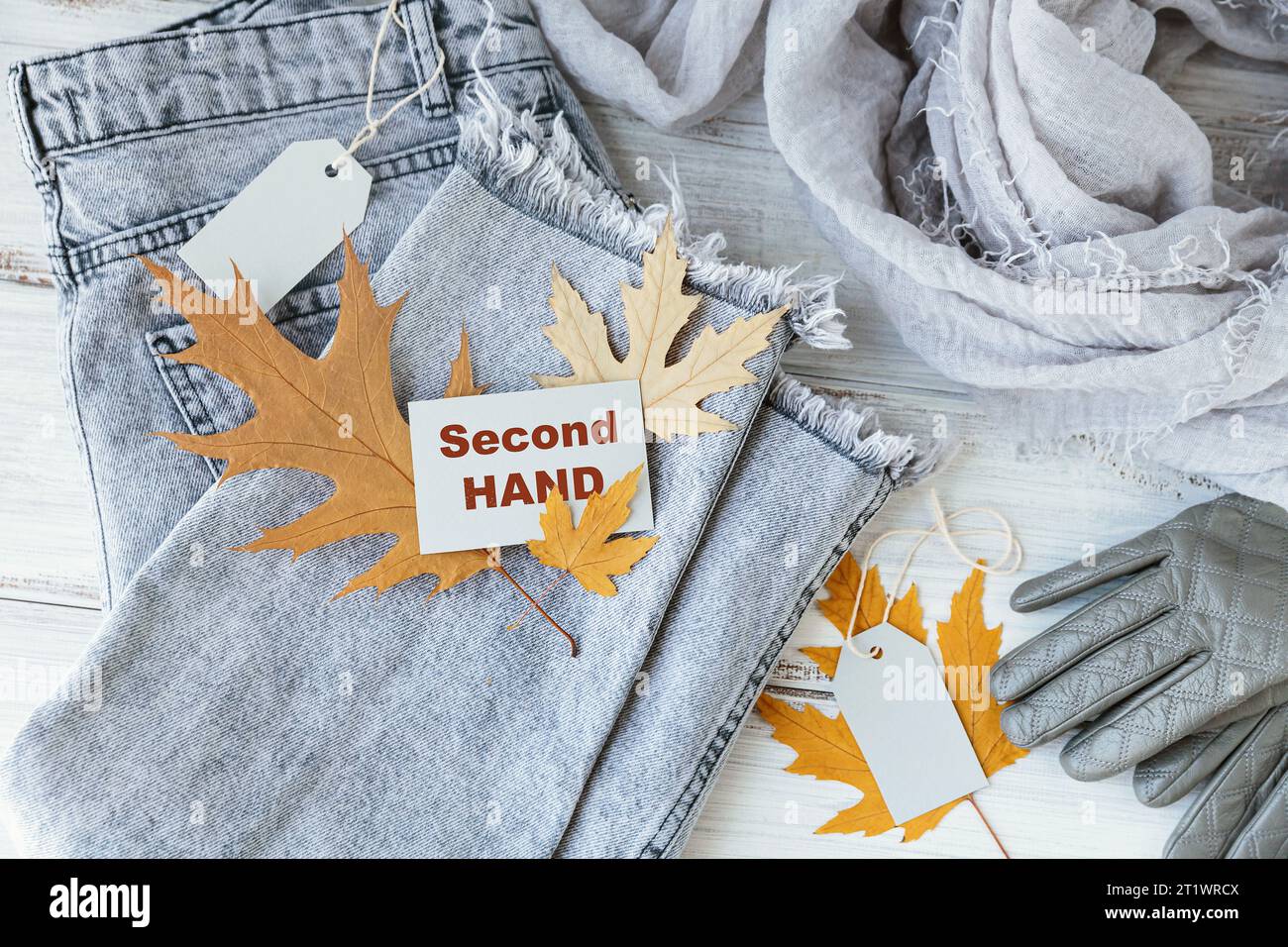 Autumn design second hand idea, circular fashion, charity concept Stock ...