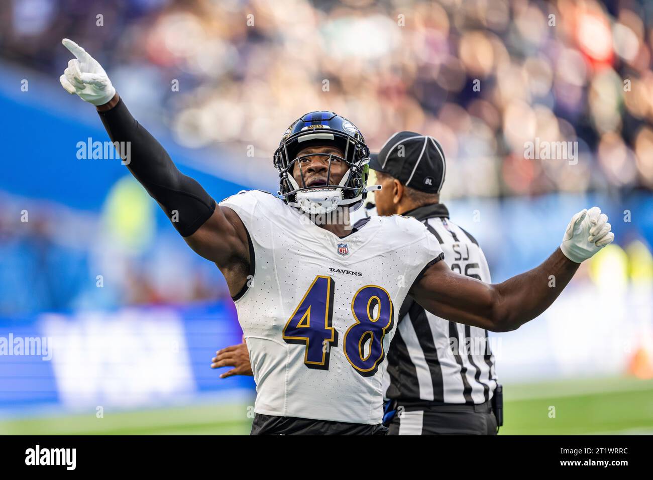 LONDON, UNITED KINGDOM. 15th, Oct 23. Jeremiah Moon of Baltimore Ravens ...