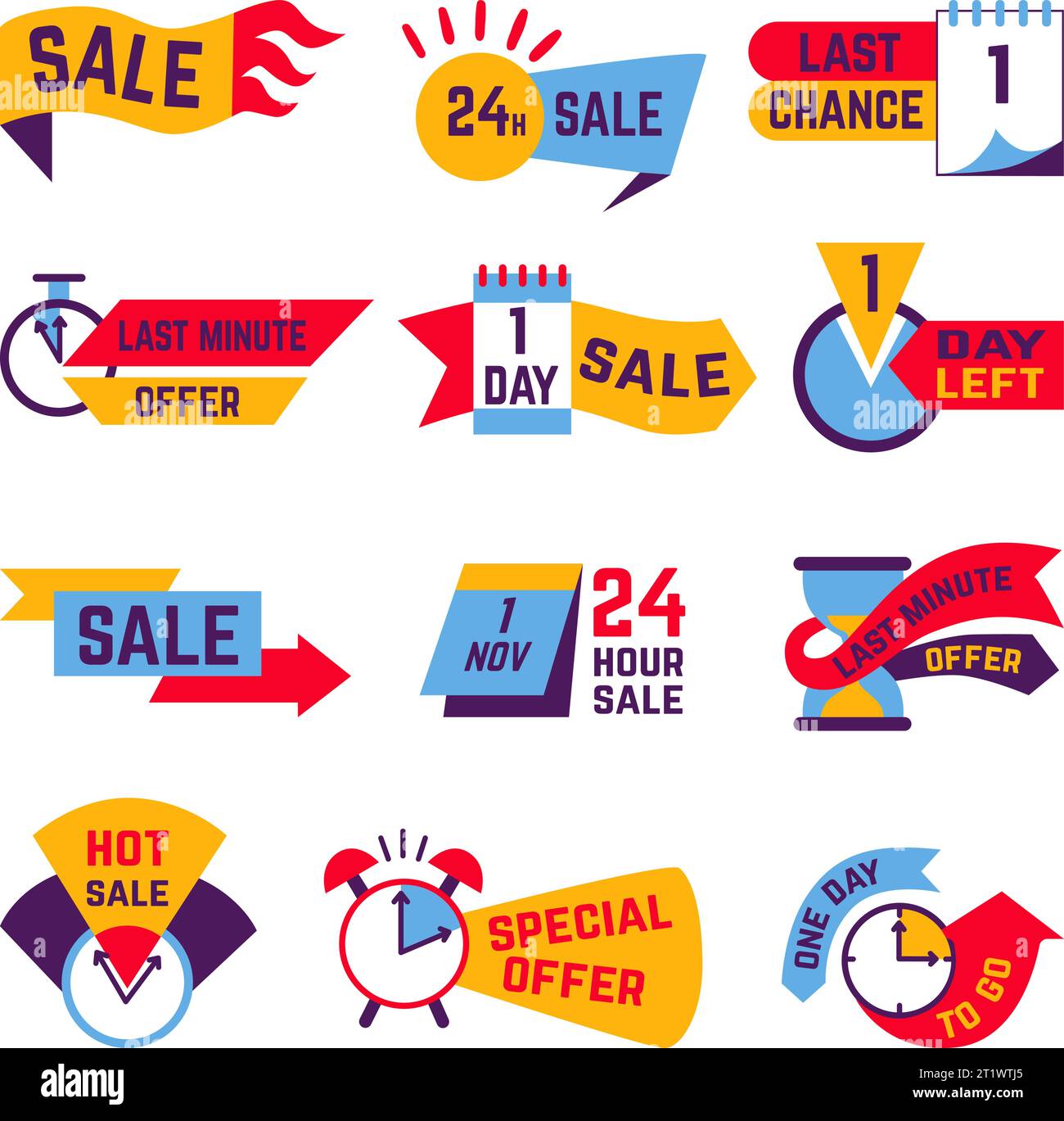 Sale countdown badges, hot promo shopping labels. Discount ad or ...