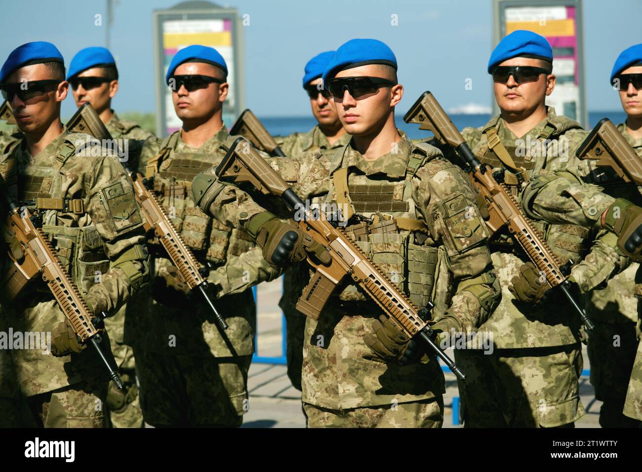 Izmir, Turkey - August 30, 2023: Turkish commando soldiers stand in ...