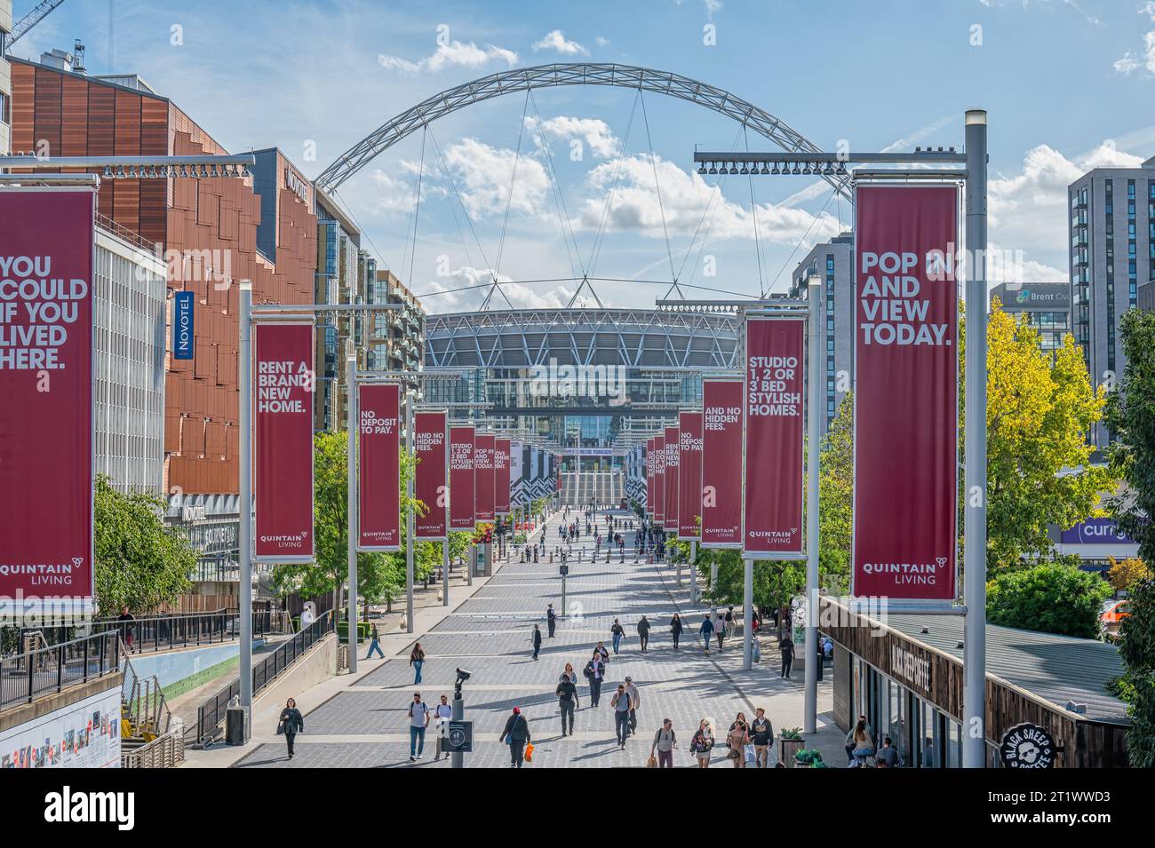 WEMBLEY, ENGLAND, 25TH SEPTEMBER 2023: View of Wembley Stadium looking ...
