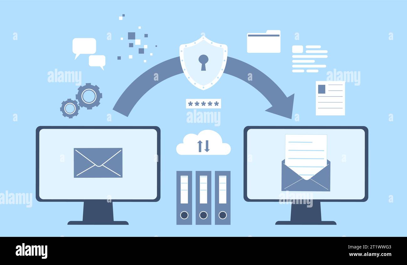 Data protection, safety in internet. Mail and personal data safe, digital security service ...