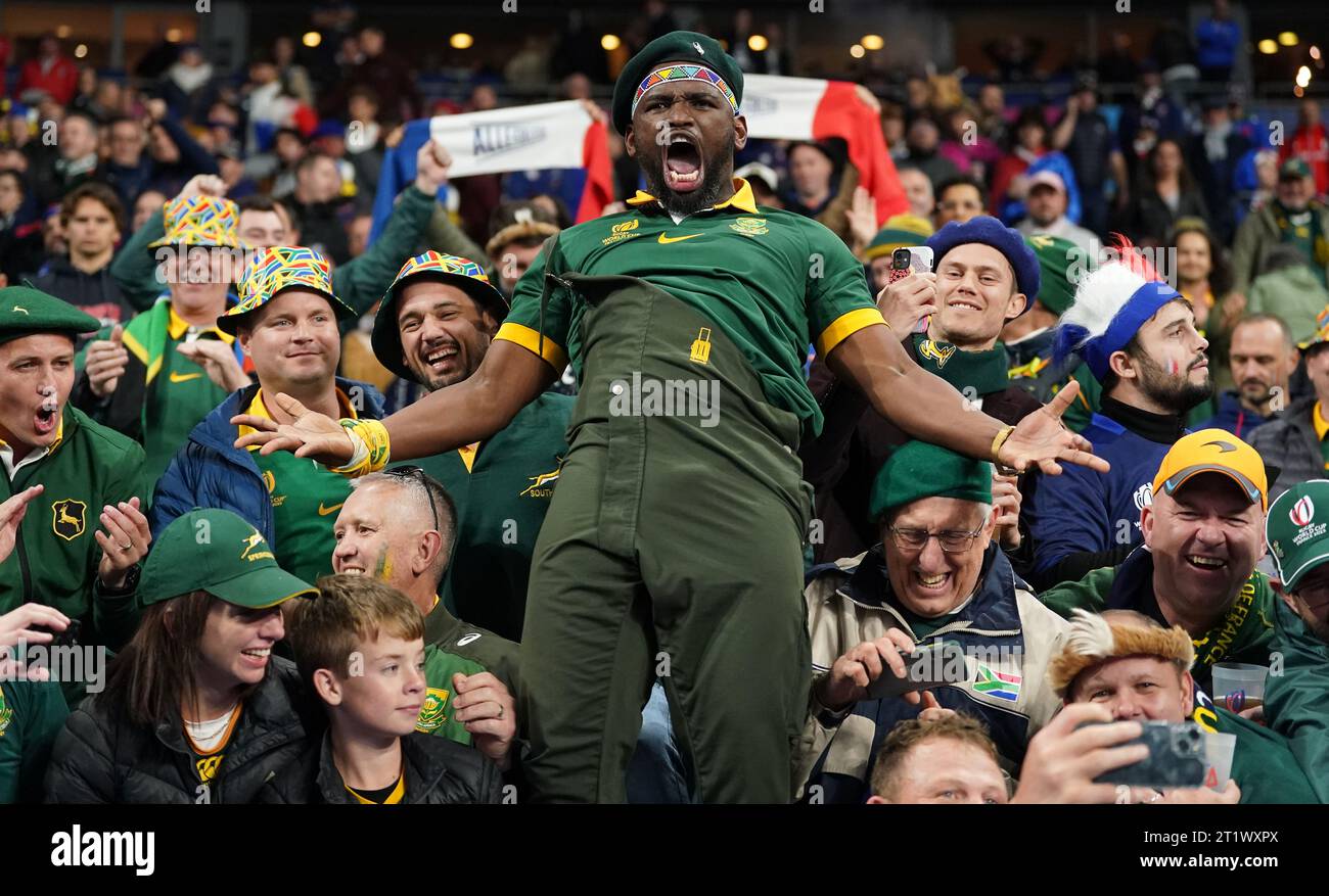 South Africa's fans in the stands following the Rugby World Cup 2023 ...