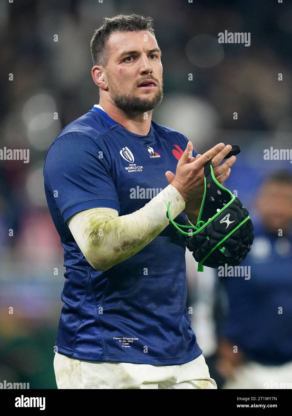France’s Francois Cros applauds the fans following the Rugby World Cup ...