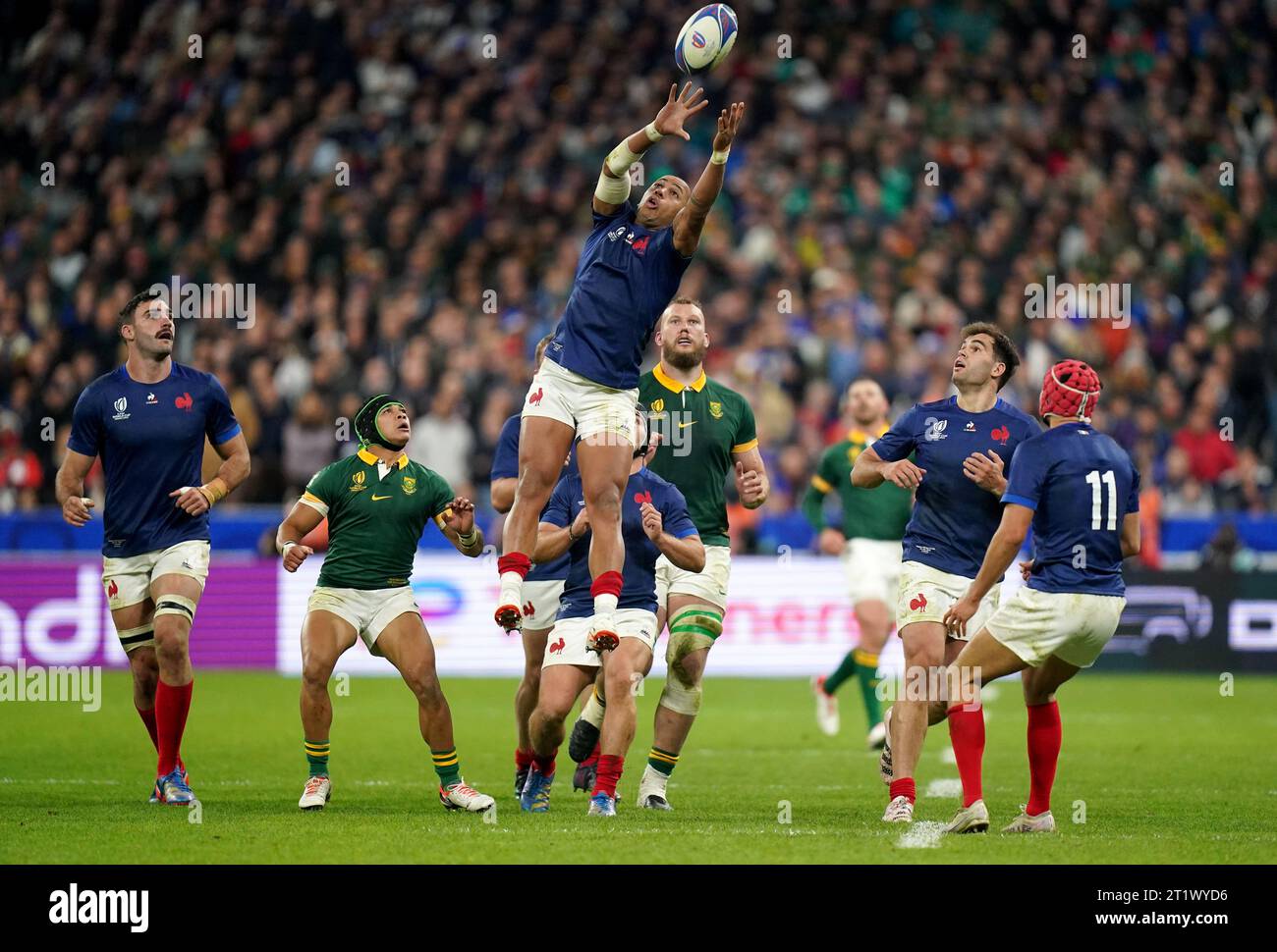 France’s Gael Fickou catches the ball during the Rugby World Cup 2023 ...