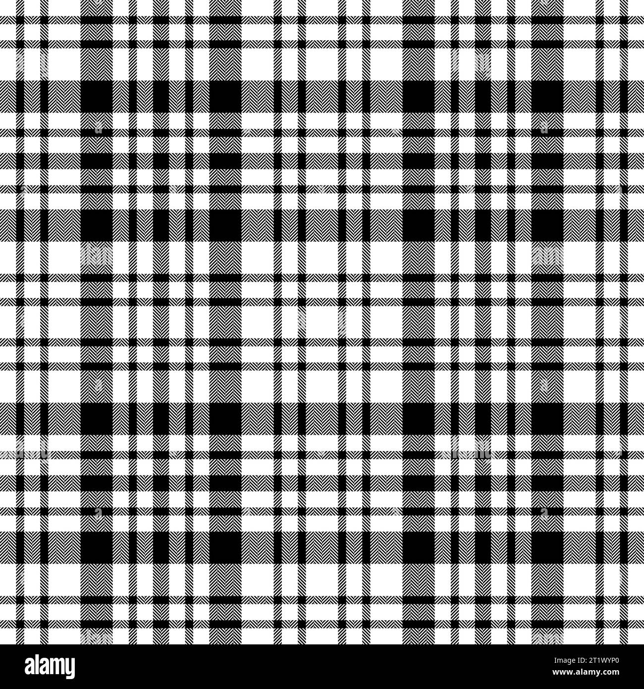 Plaid seamless pattern in black and white. Check fabric texture. Vector ...