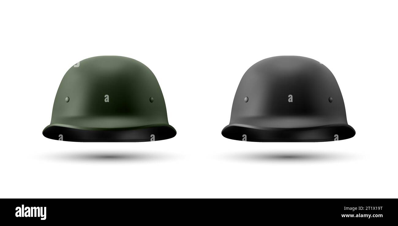 Vector 3d Realistic Military Protect Helmet Icon Set Closeup. Helmet ...