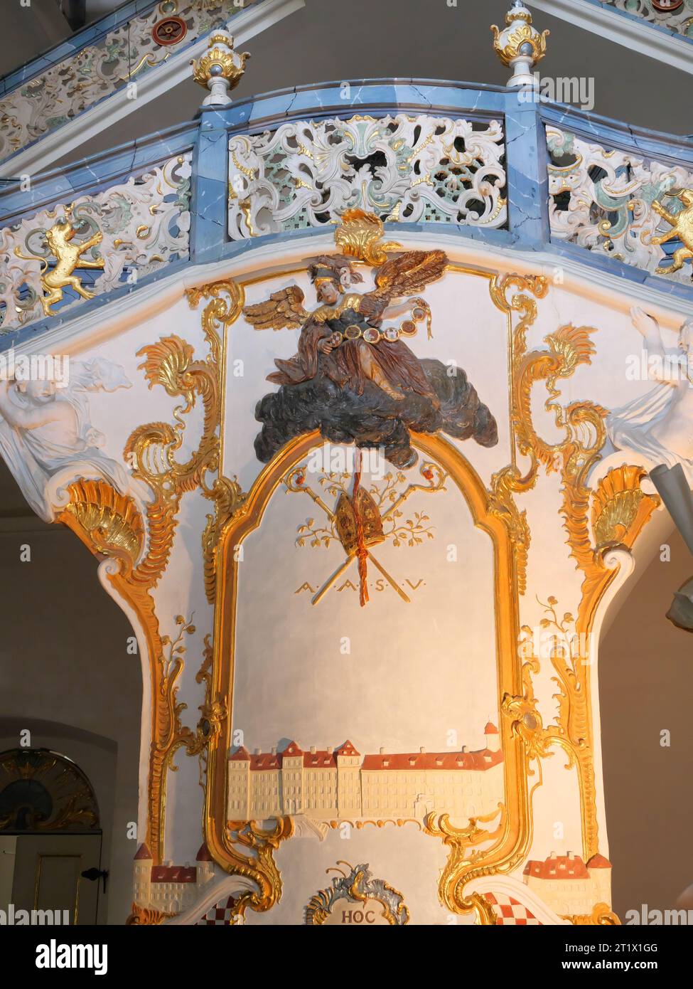 Details of the baroque staircase of Schöntal Monastery in Jagst Valley ...