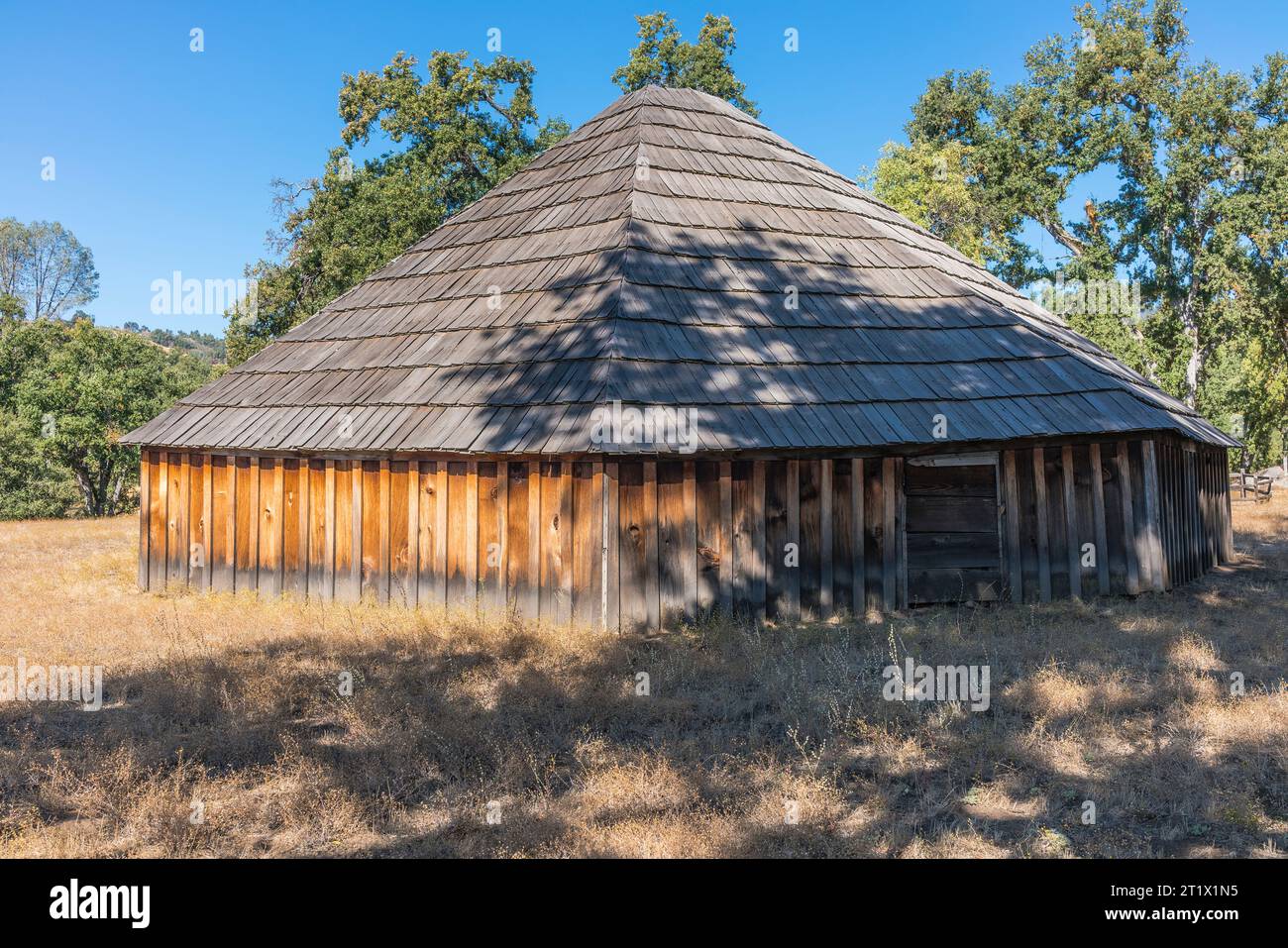The Wassama Round House built by the Miwok Indians as a place for ...