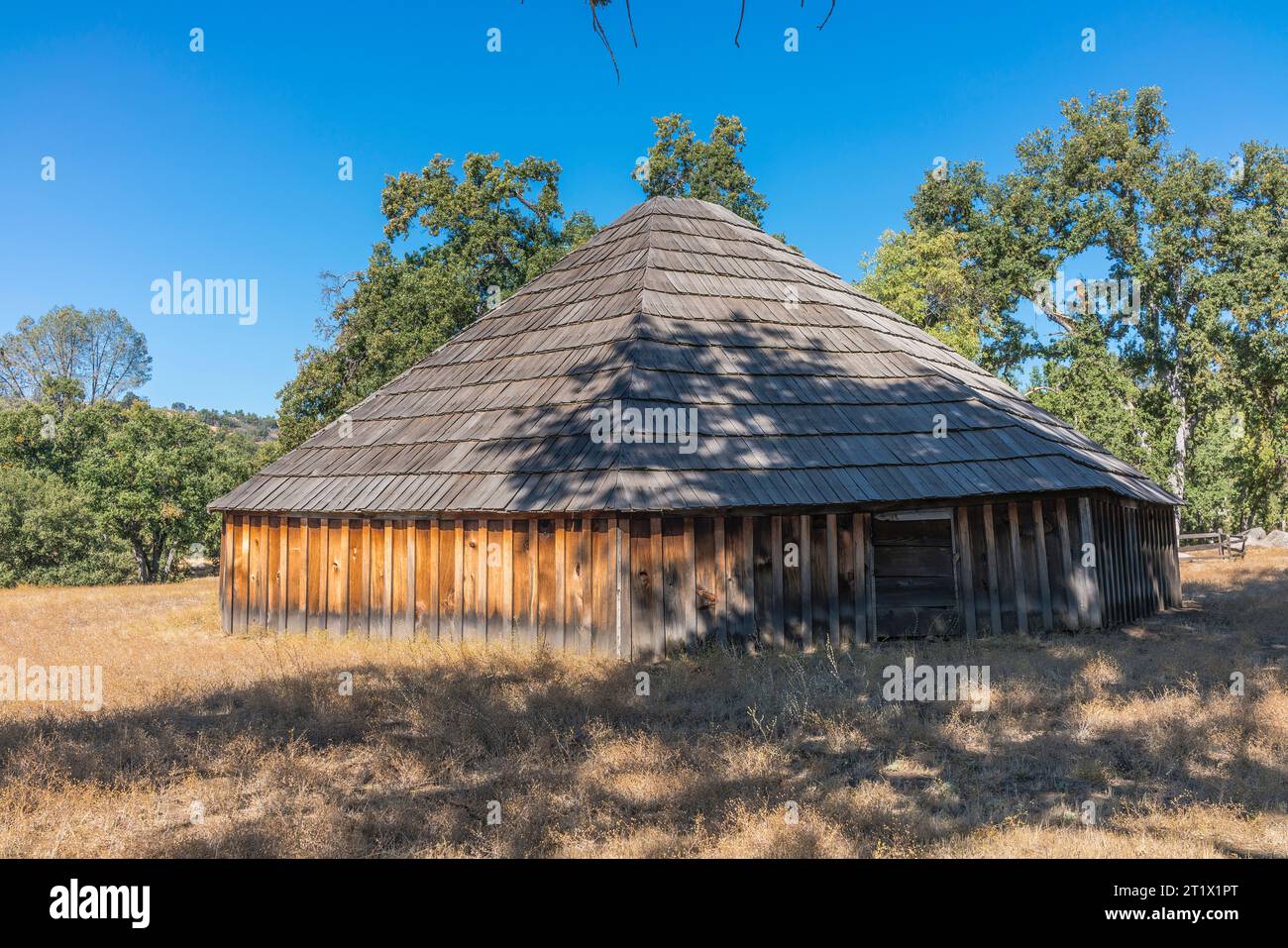 The Wassama Round House built by the Miwok Indians as a place for ...
