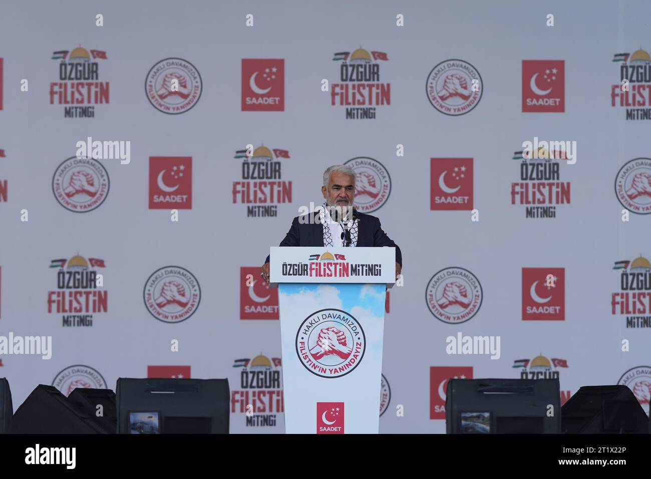 Istanbul, TURKIYE. 15th Oct, 2023. Huda Par (Hur Dava) Party leader ...