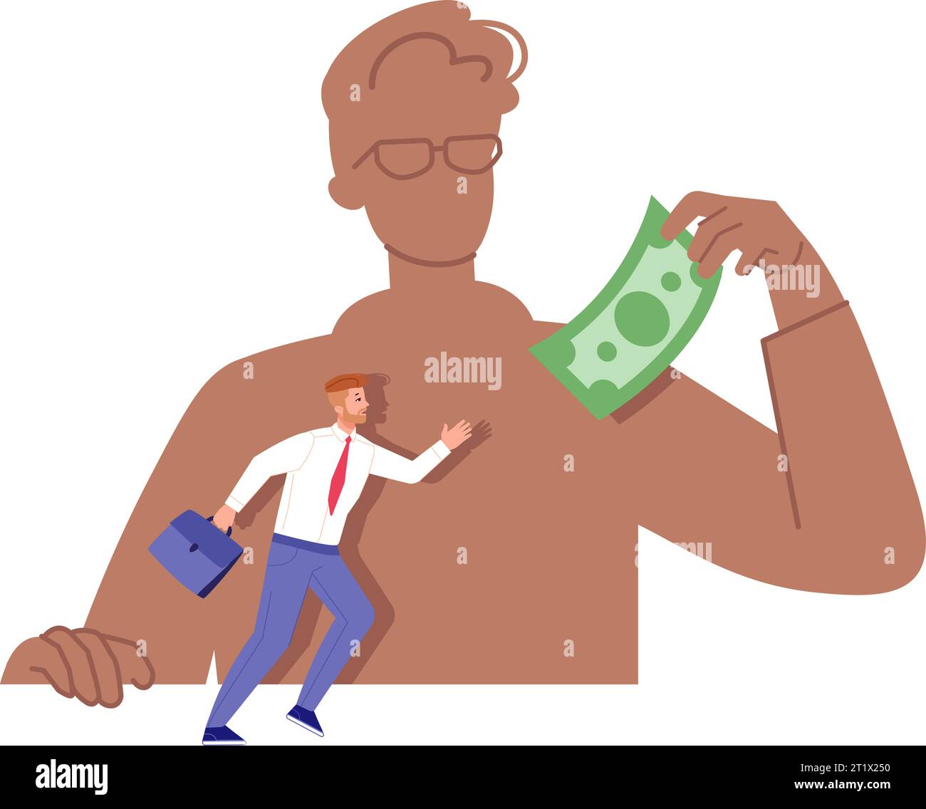 Money manipulation. Cash aspiration or greed concept, employee run ...