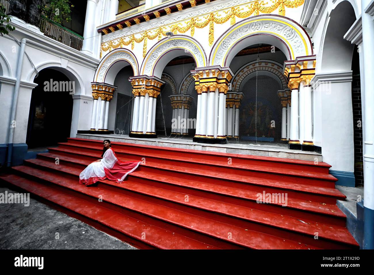 Johana, wearing a traditional saree, poses for a photo at a Bonedi Bari ...