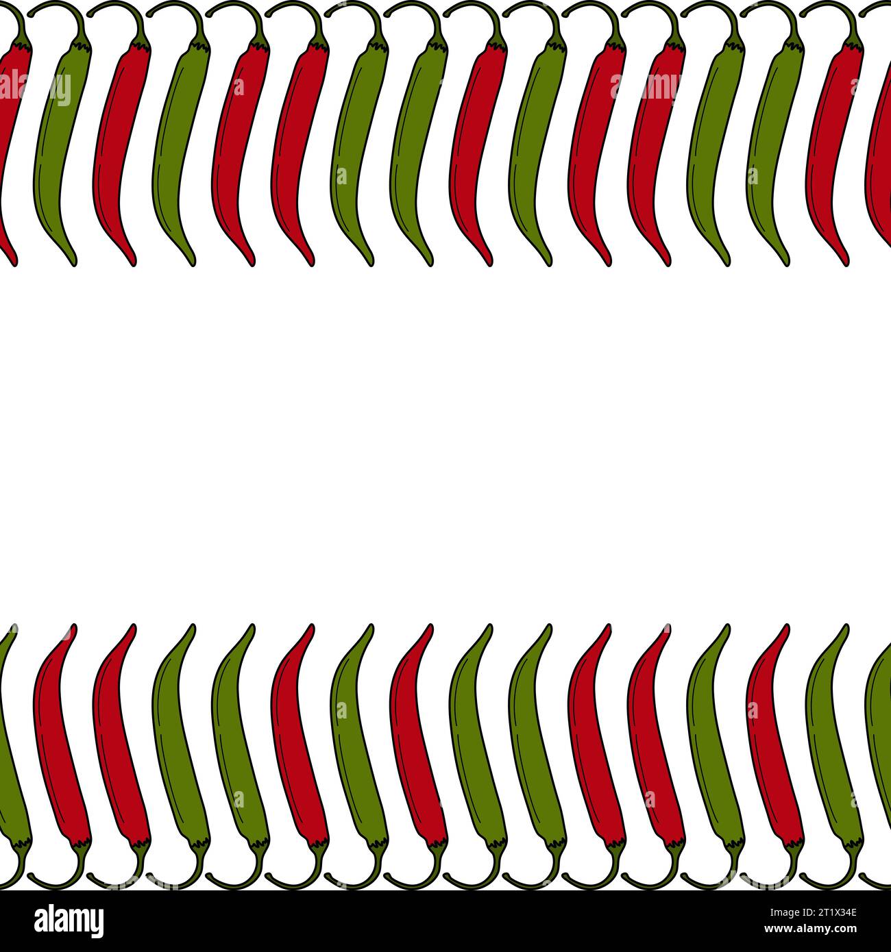 Abstract rectangular double sided frame of garland of chili peppers in ...