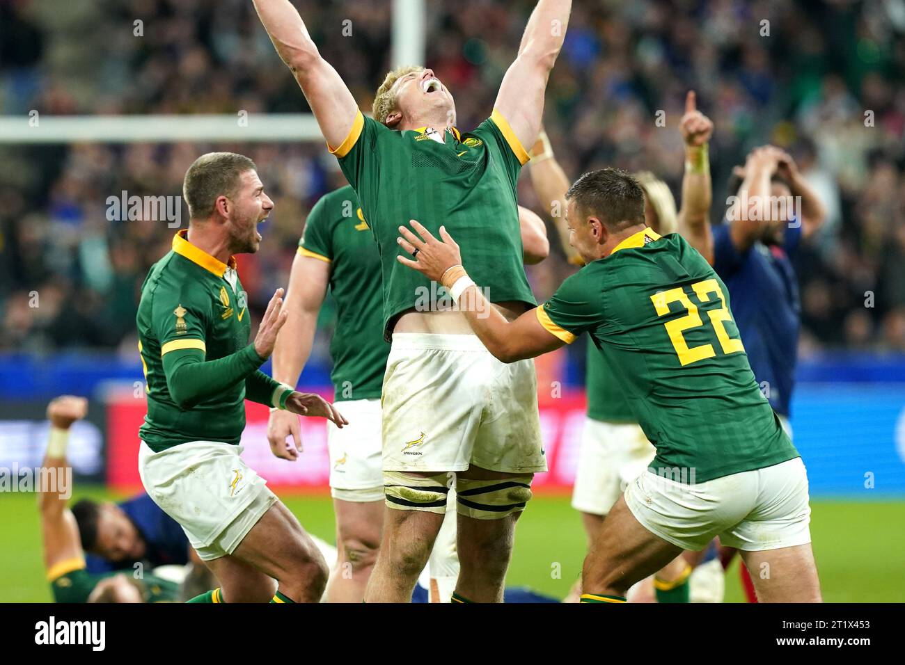South Africa's Pieter-Steph du Toit (centre) celebrates with Handre ...