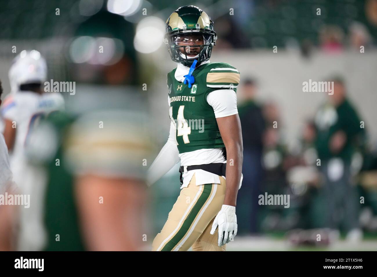 Colorado State wide receiver Tory Horton (14) warms up before an NCAA ...