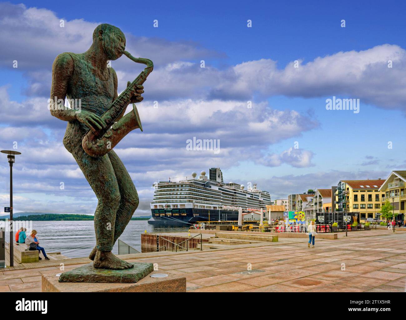 HAL Rotterdam Docked in Molde Norway by Jazz Festival Statue Stock ...