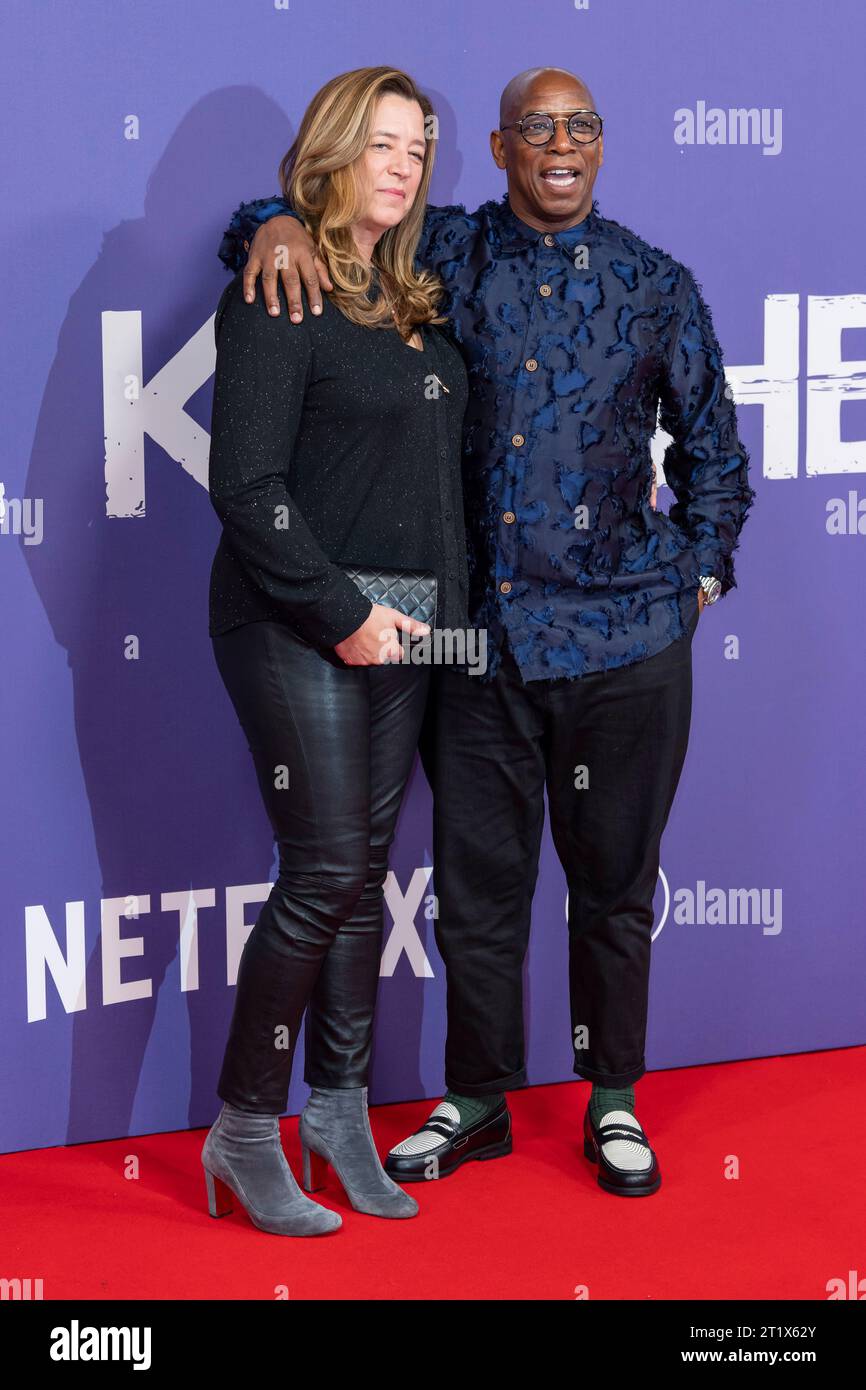 Nancy Hallam, left, and Ian Wright pose for photographers at the ...