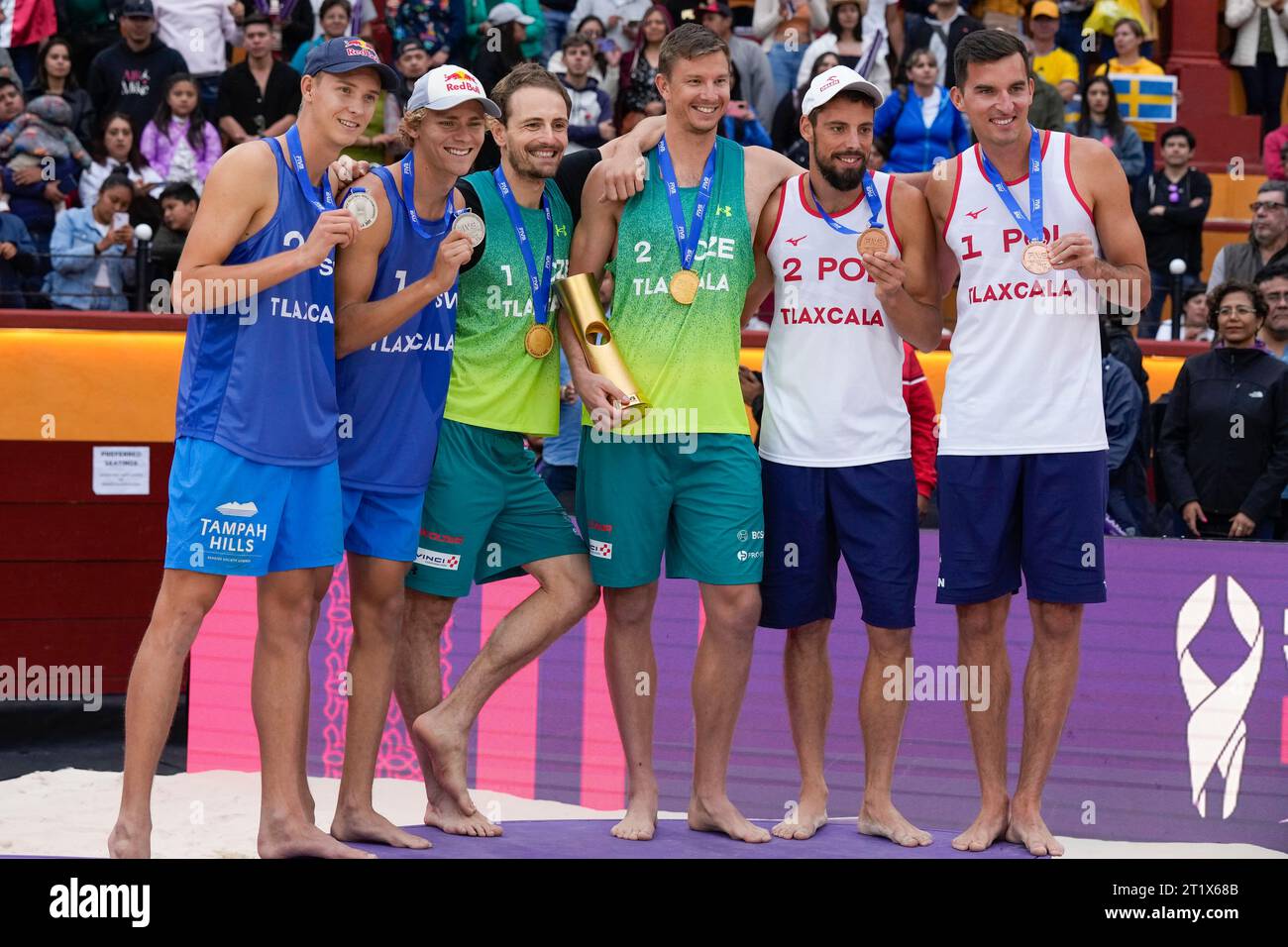 From left, silver medalist Jonatan Hellvig and David Ahman of Sweden ...