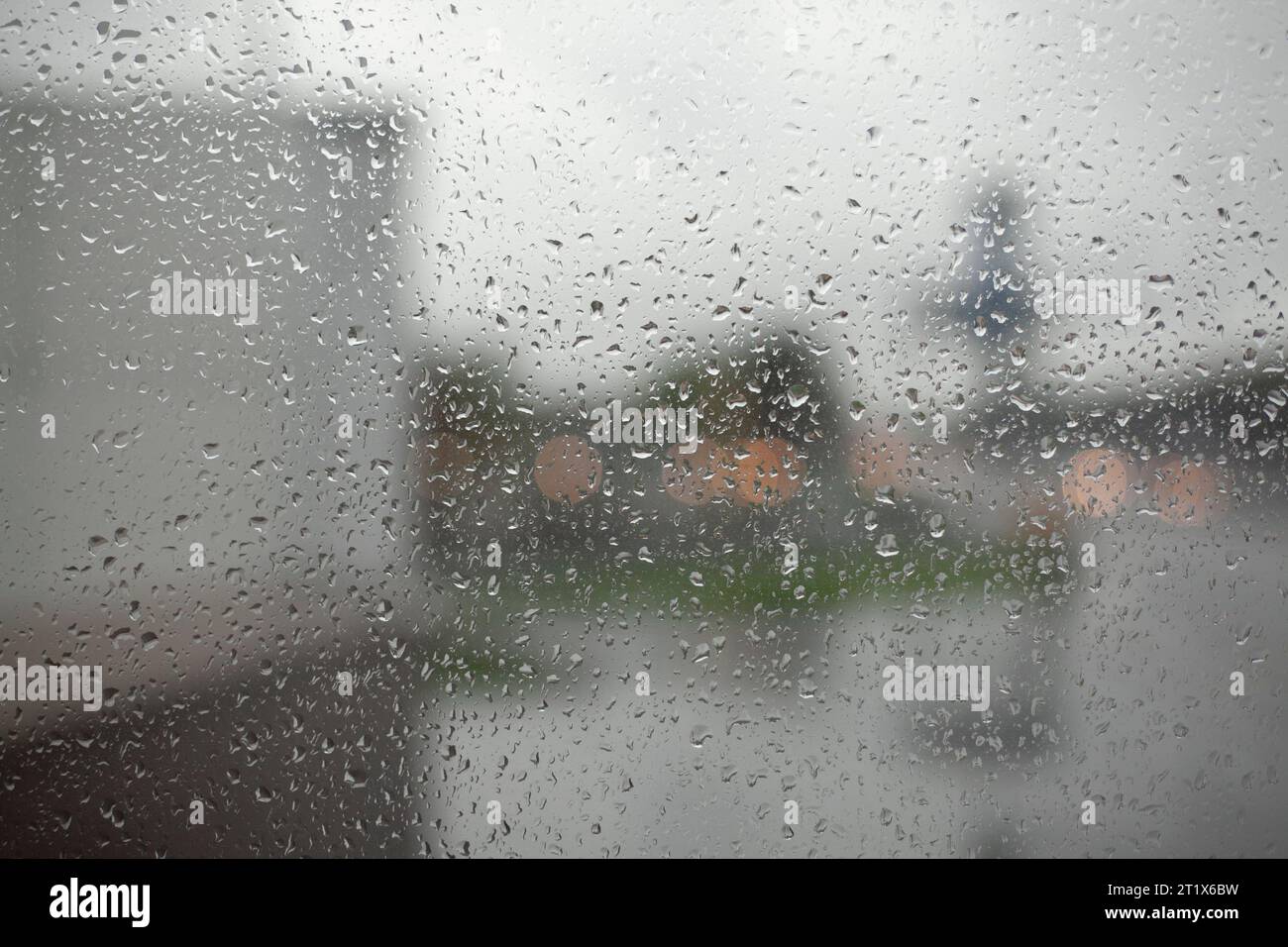 Rain drops on glass. Wet glass. Rain outside. Bad weather. Background ...