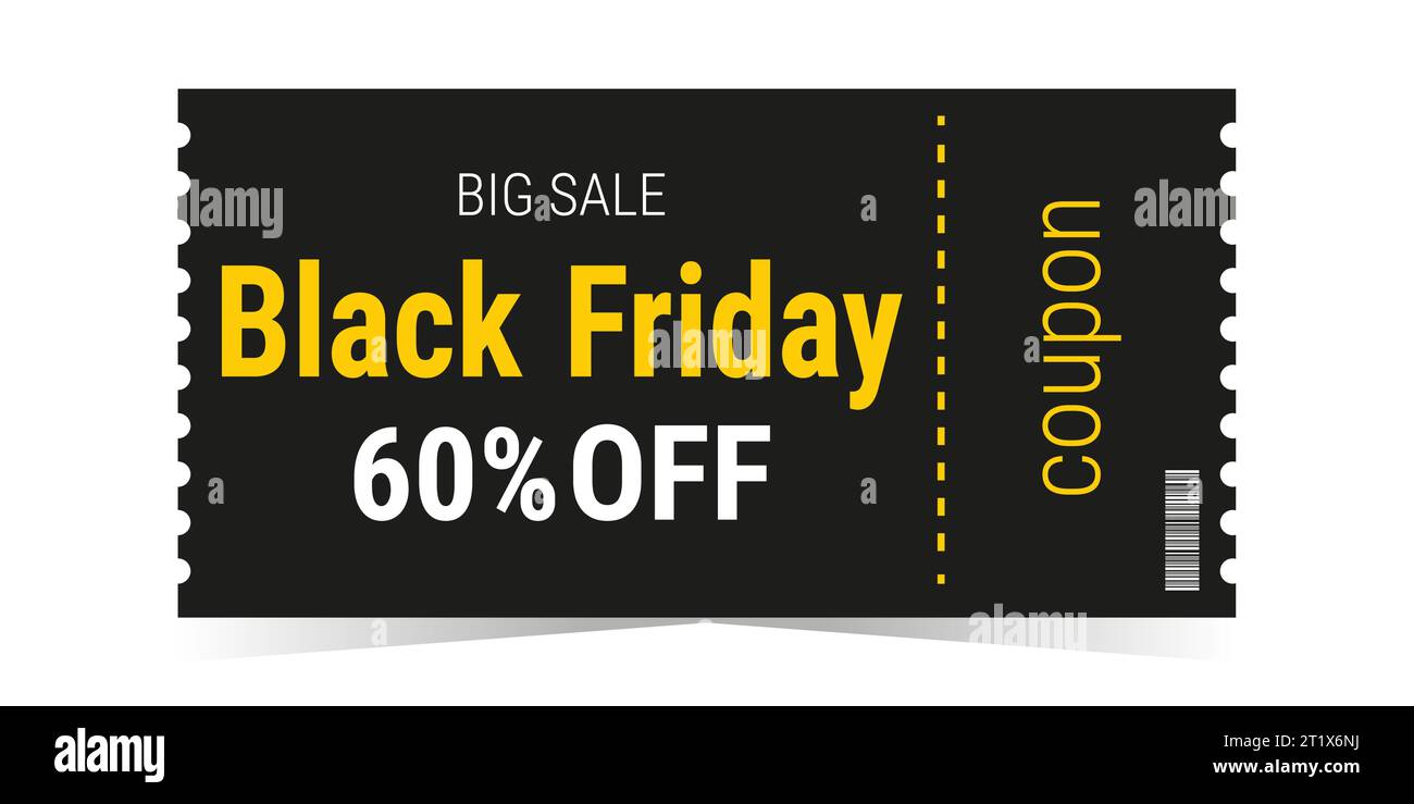 Black Friday sale ticket coupon template layout. Black coupon ...