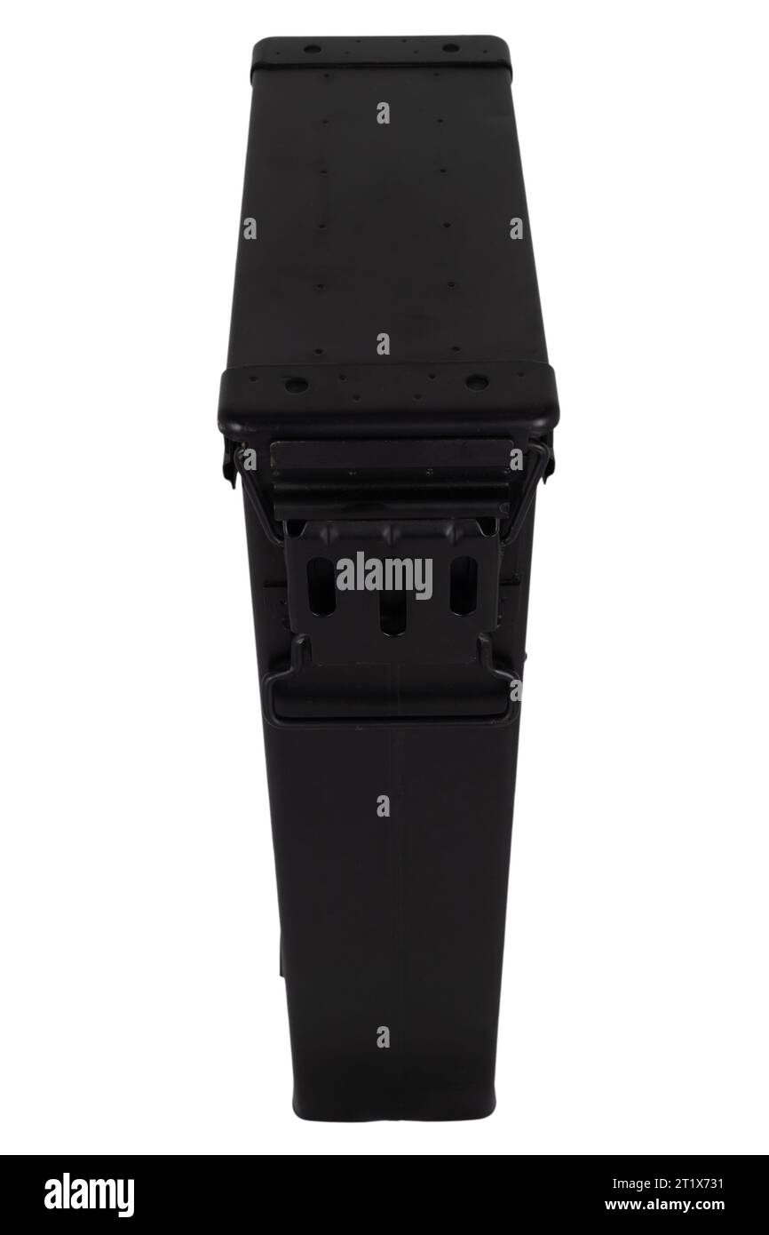 Ammo can black color for mortar shell isolated on white background ...
