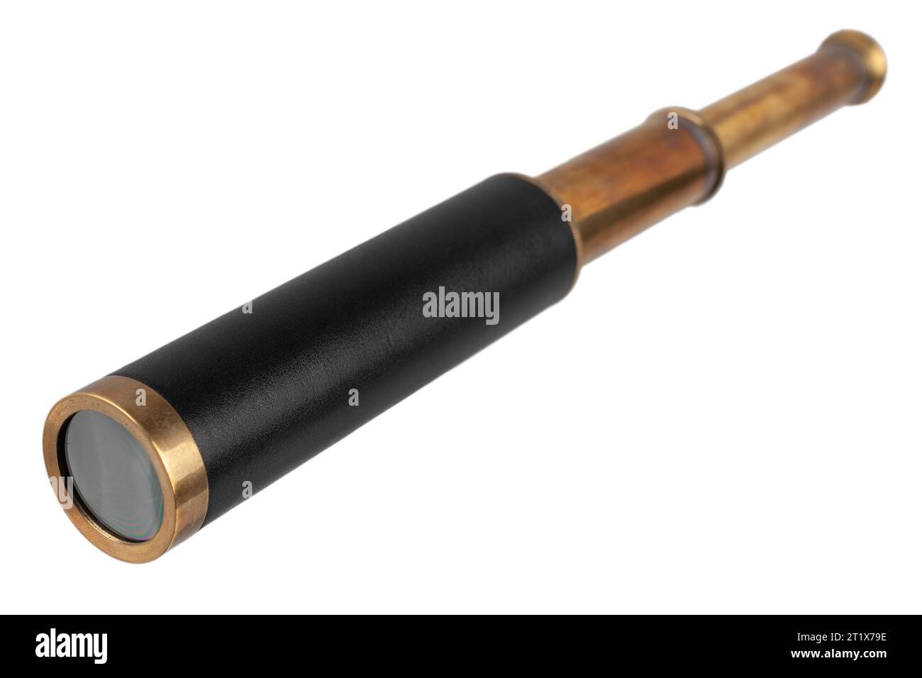 Retro vintage spyglass telescope isolated on white background Stock ...