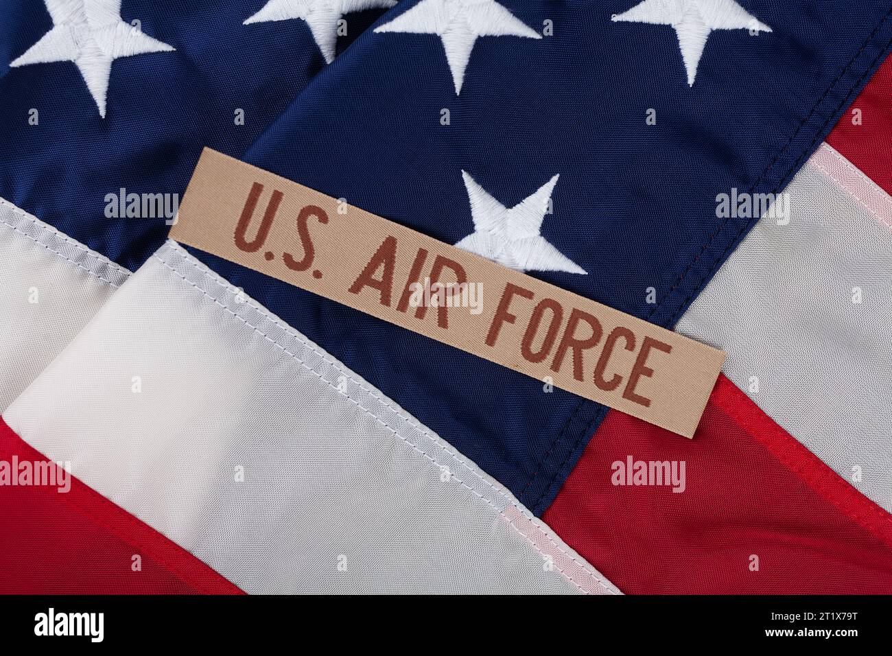 US AIR FORCE branch tape on USA national flag background Stock Photo ...