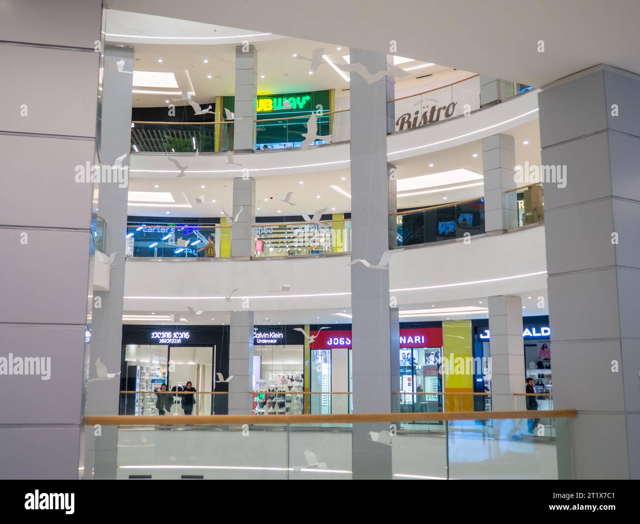 Batumi, Georgia.10.10.2023 lobby of a new shopping center. Light walls ...