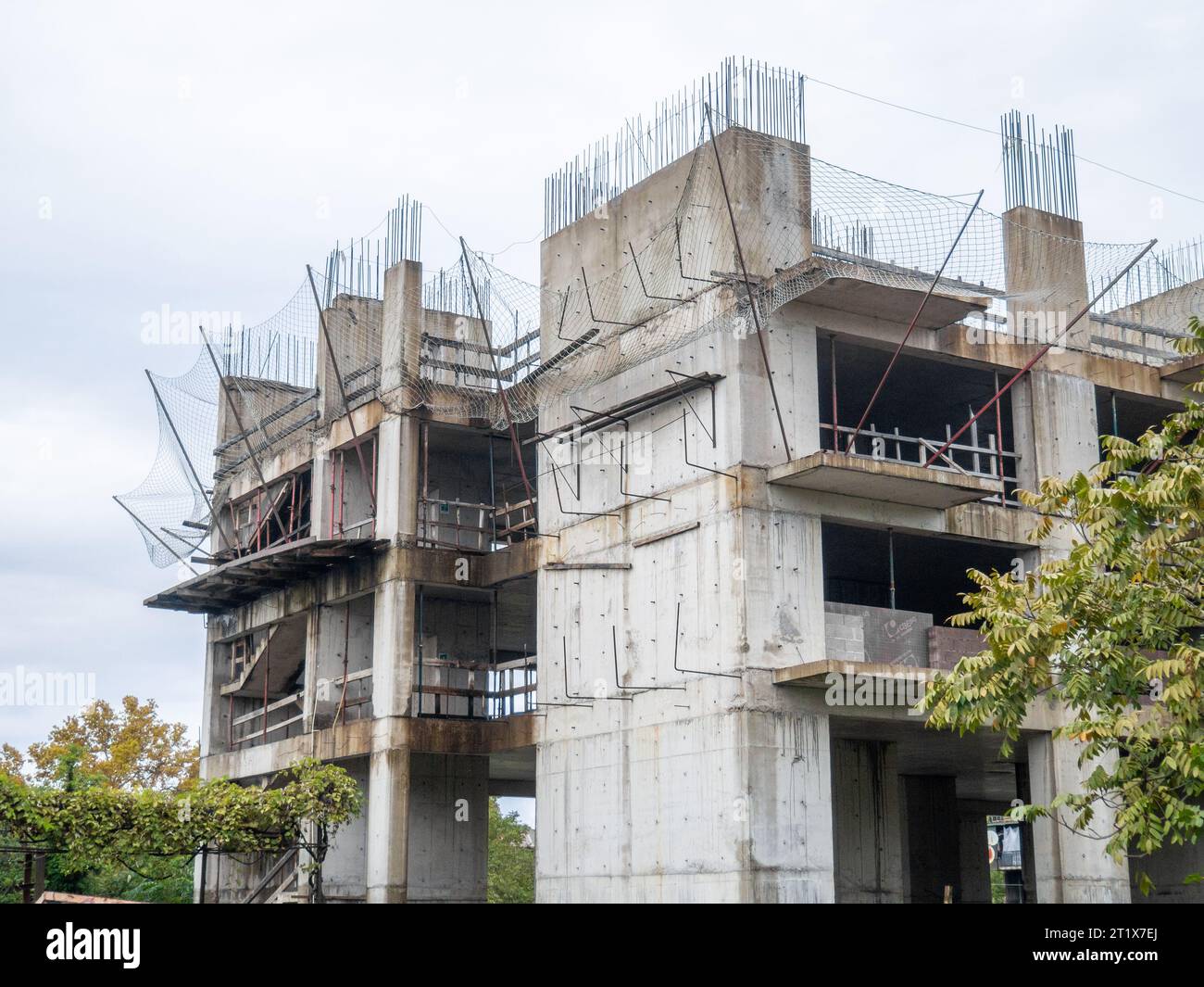 Abandoned construction site. Concrete frame of the building. Needs ...