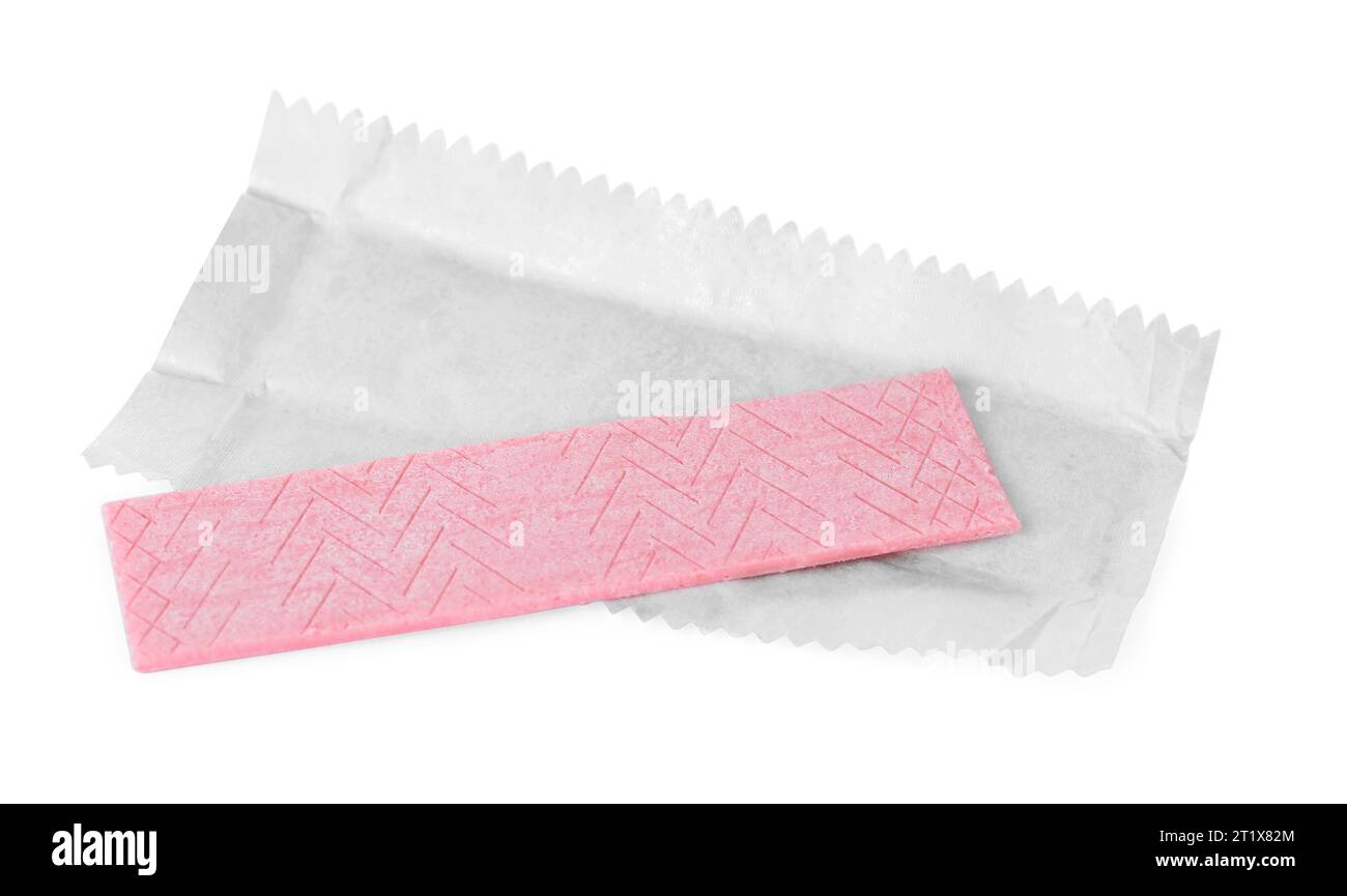 Unwrapped stick of chewing gum isolated on white Stock Photo - Alamy