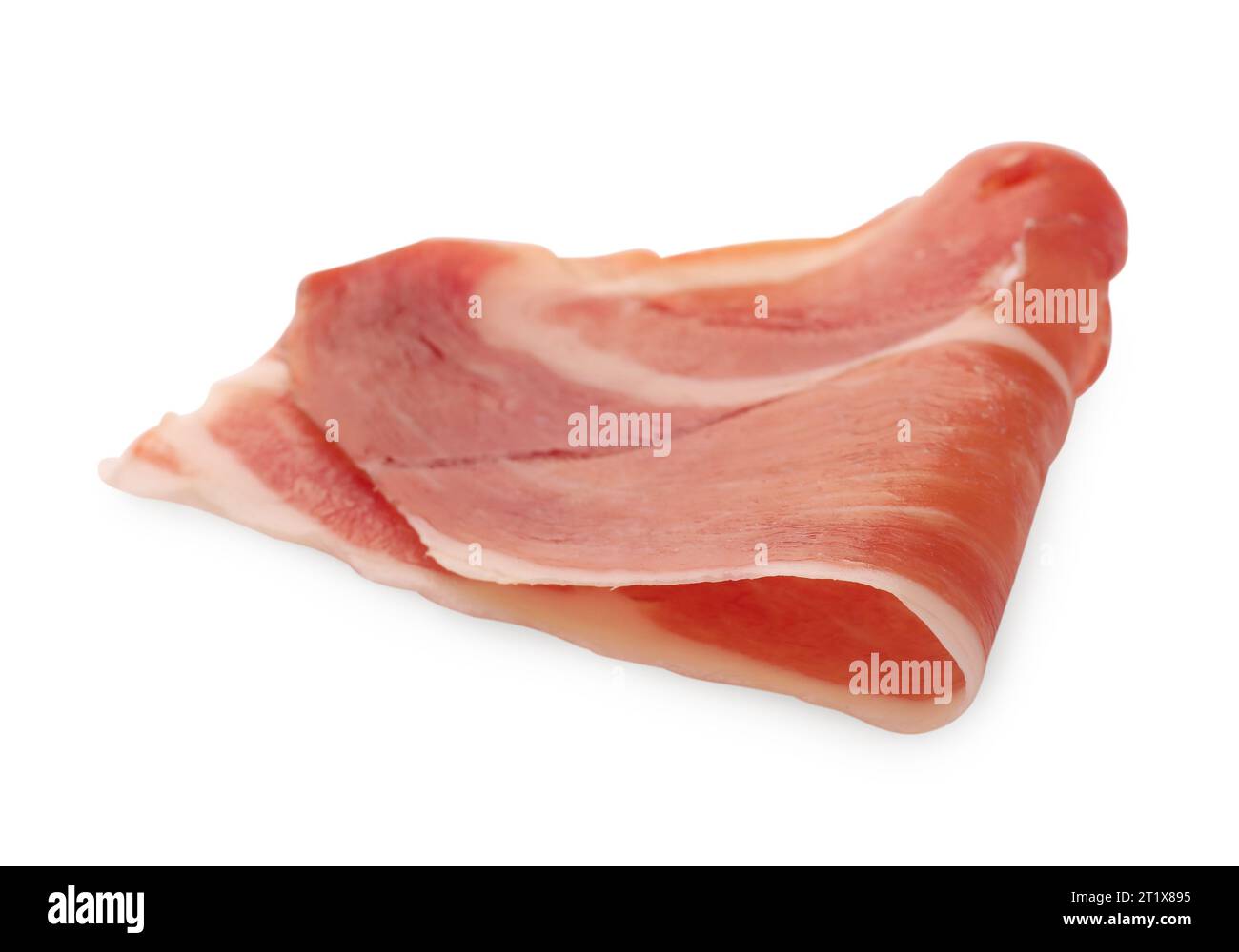 Slice of delicious jamon isolated on white Stock Photo - Alamy
