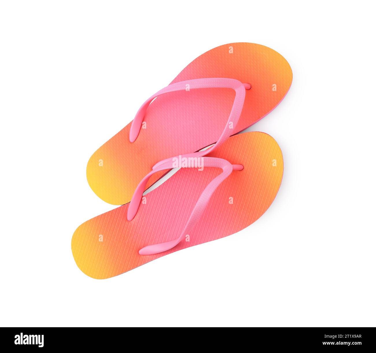 Stylish flip flops isolated on white, top view Stock Photo - Alamy