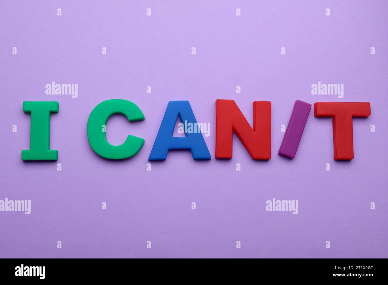 Motivation concept. Changing phrase from I Can't into I Can by adding ...