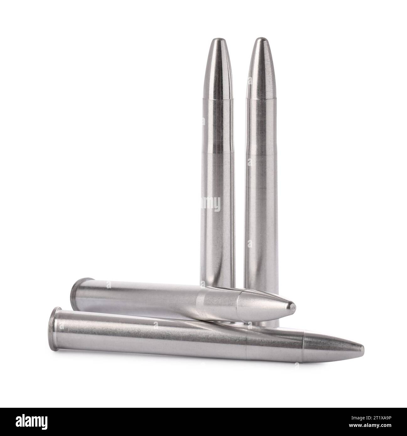 Metal bullets isolated on white. Military ammunition Stock Photo - Alamy