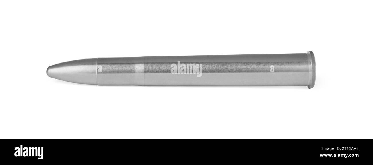 One bullet isolated on white. Military ammunition Stock Photo - Alamy