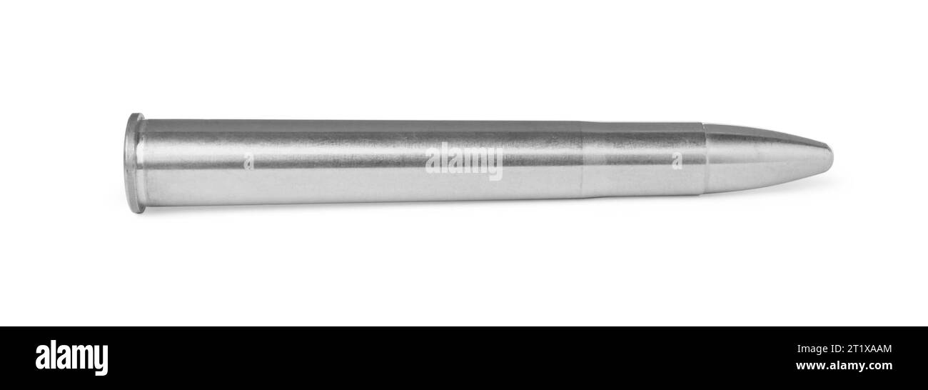 One bullet isolated on white. Military ammunition Stock Photo - Alamy