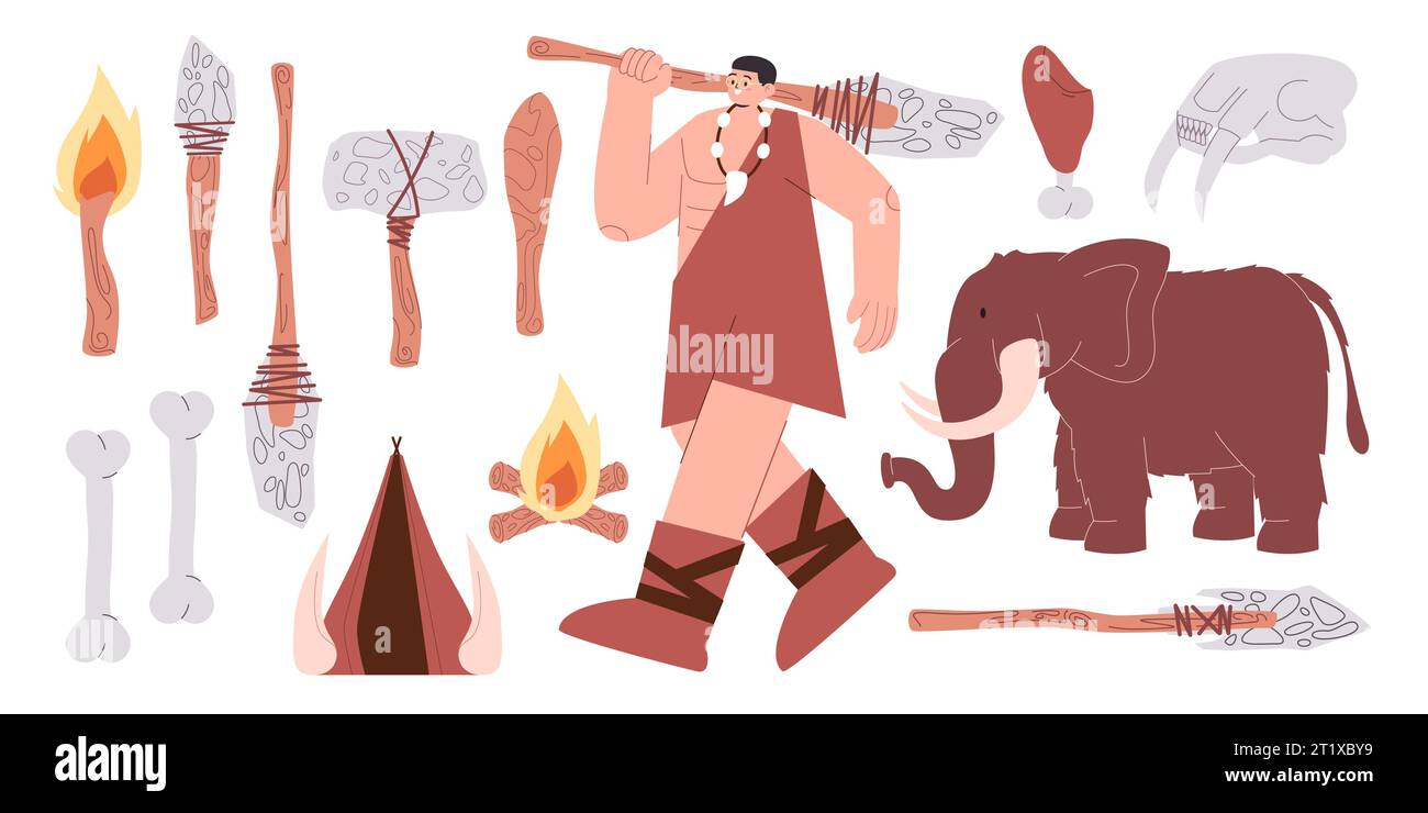 Pre historic caveman hunting weapon object archeology mammoth ...