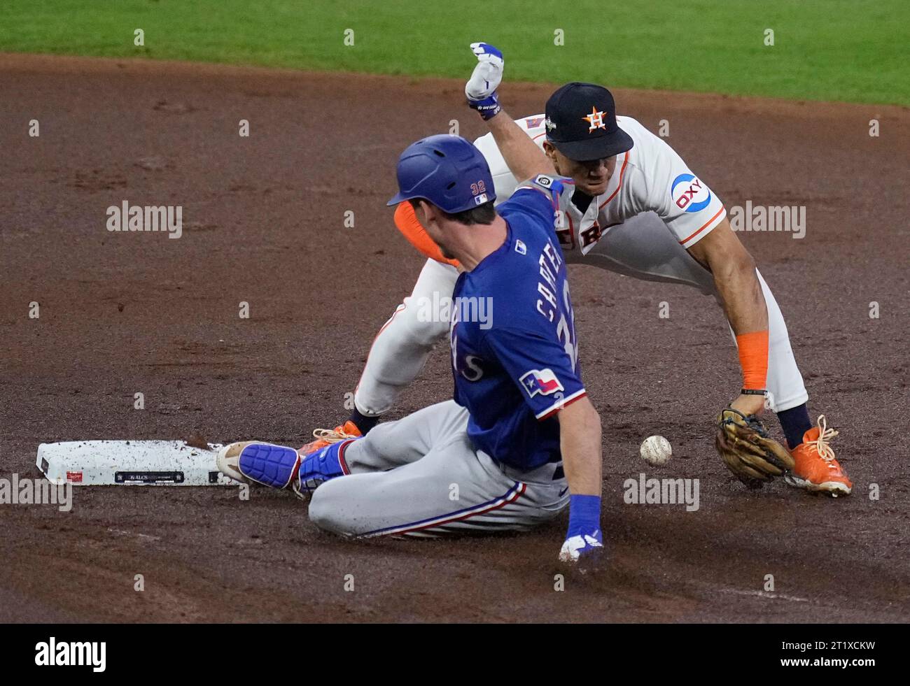 Houston, United States. 15th Oct, 2023. Texas Rangers Evan Carter ...