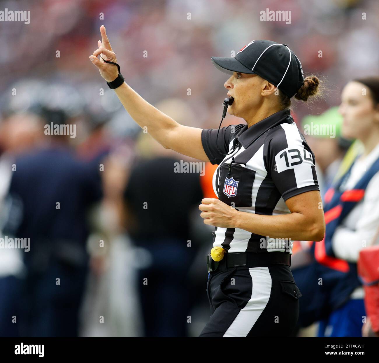 Houston, Texas, USA. October 15, 2023: Line judge Robin DeLorenzo (134 ...