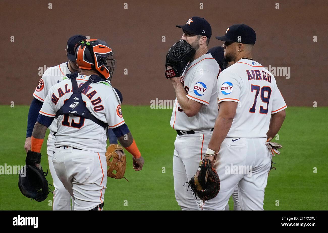 Houston, United States. 15th Oct, 2023. Houston Astros starting pitcher ...