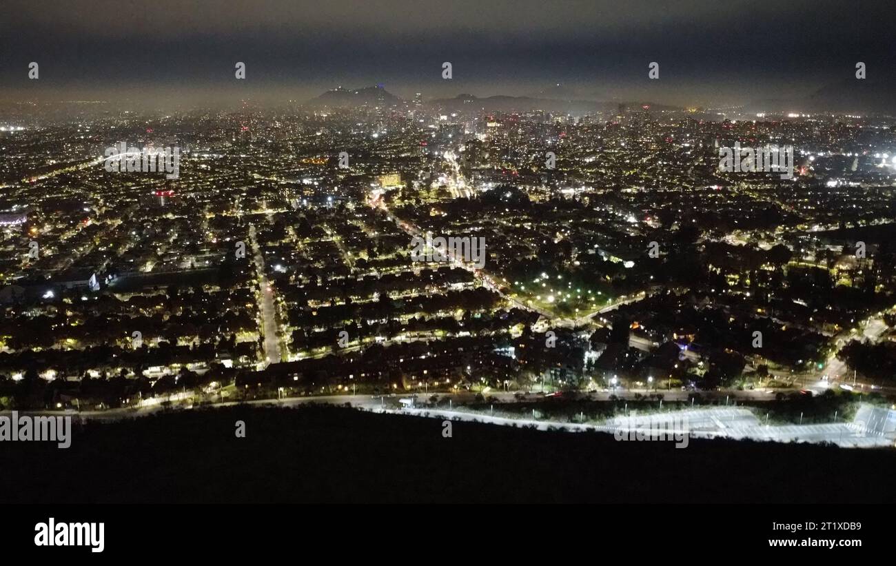 Night aerials of Santiago, Chile Stock Photo - Alamy