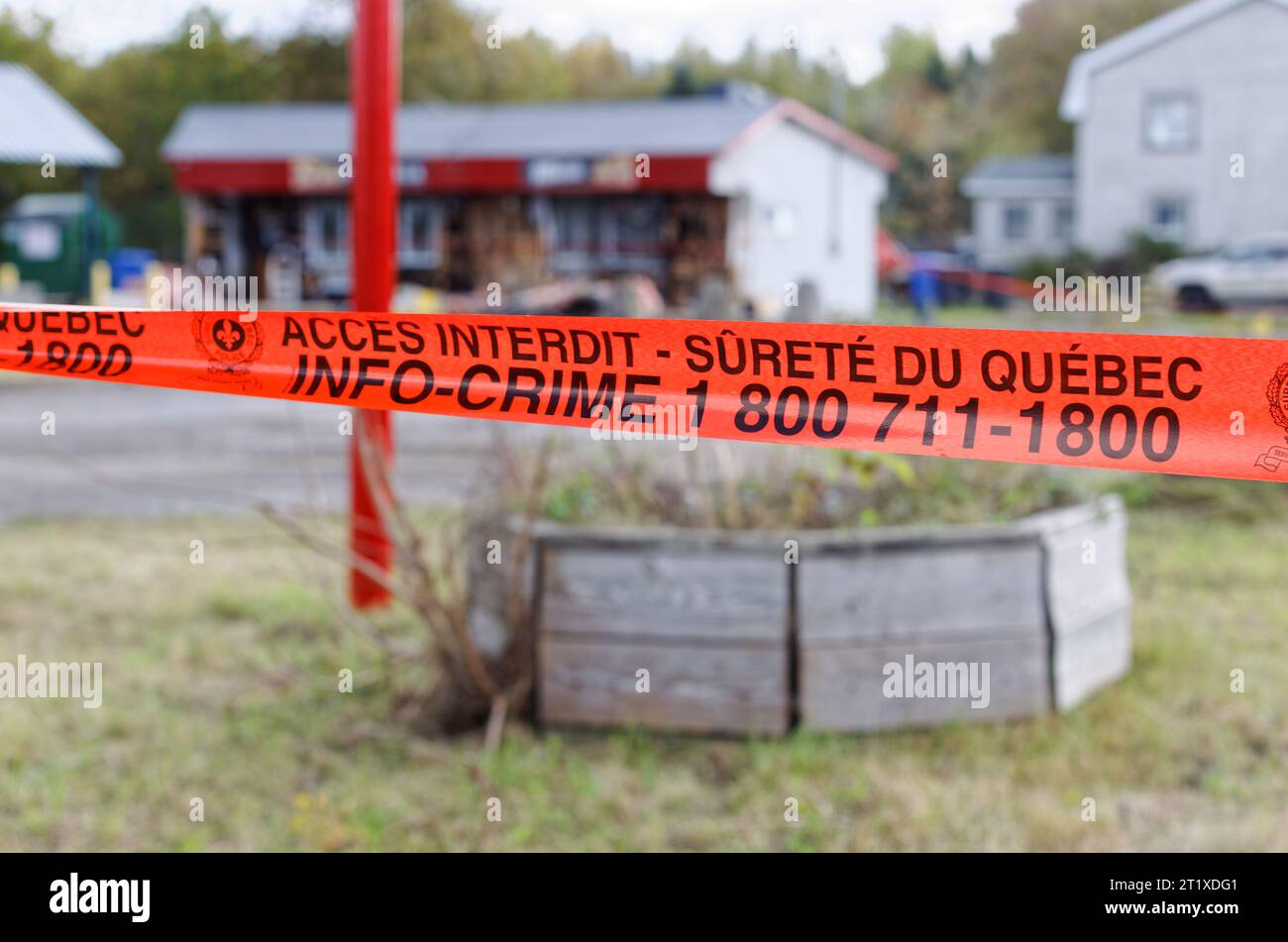 Quebec Provincial police crime scene tape. Saint-Liguori,Quebec,Canada ...