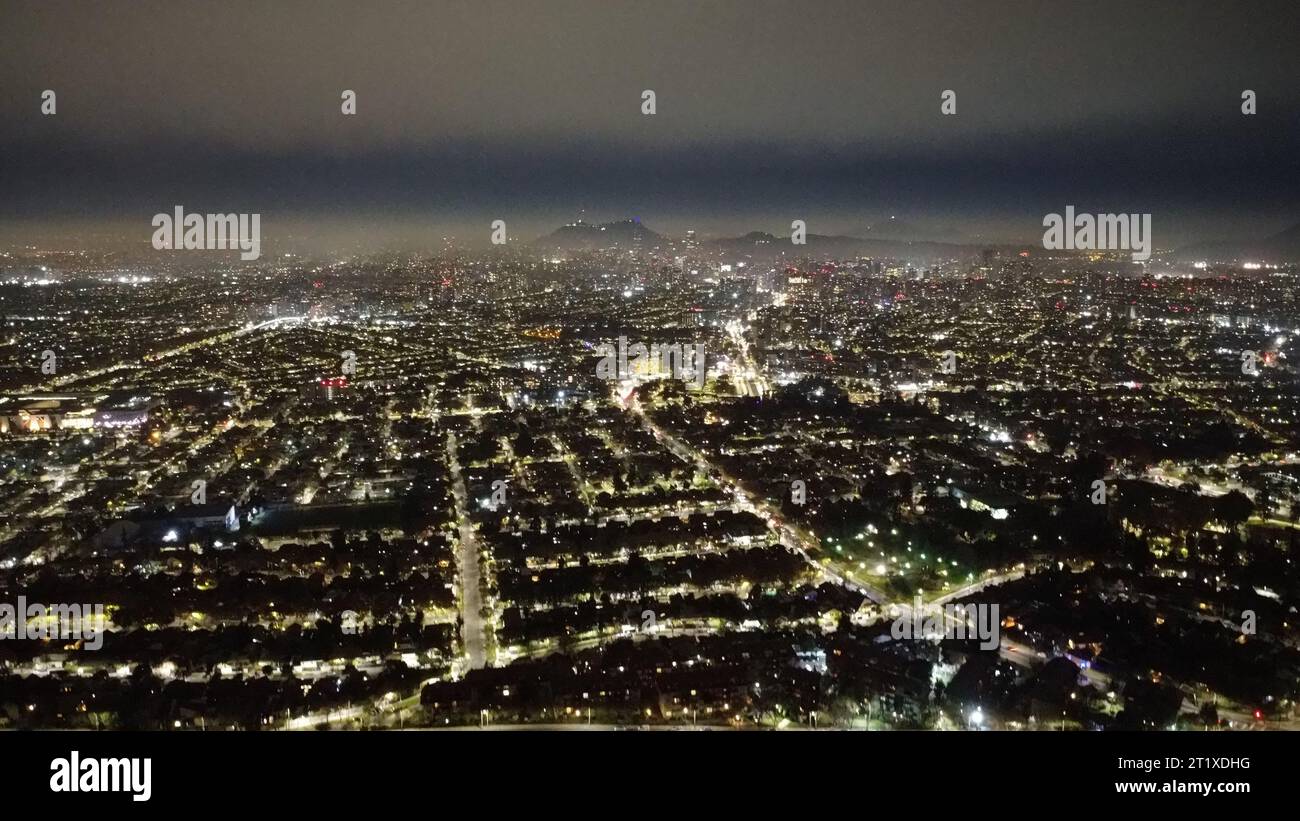 Night aerials of Santiago, Chile Stock Photo - Alamy