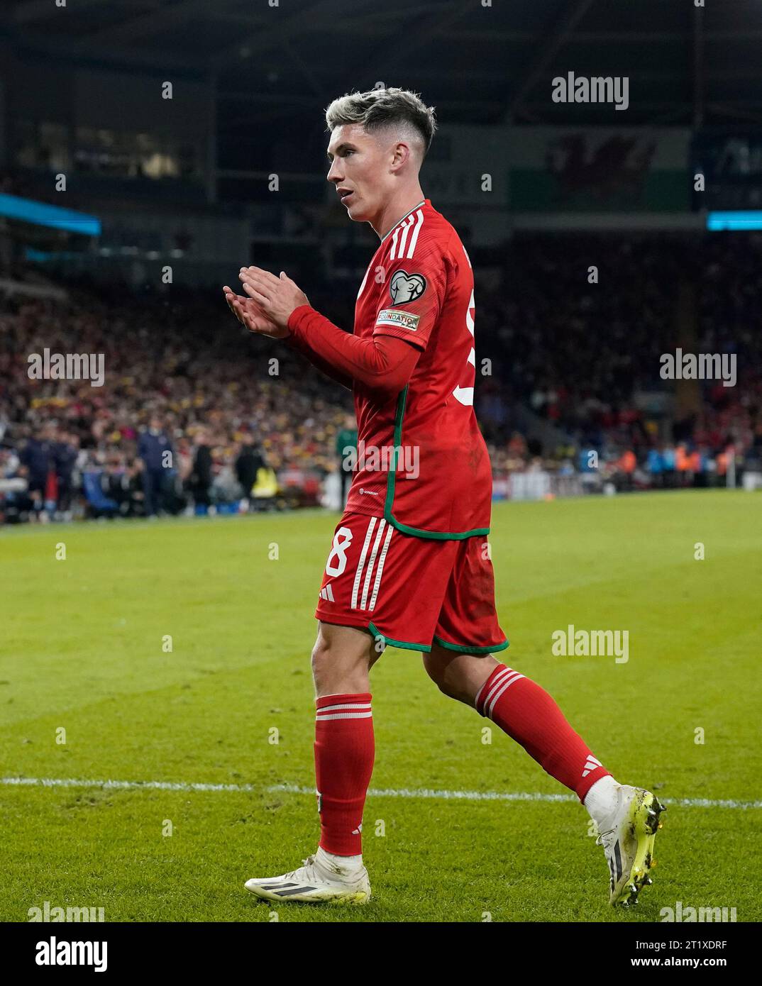 Cardiff,UK, 15 Oct 2023 Harry Wilson (Wales) applauds crowd during the ...