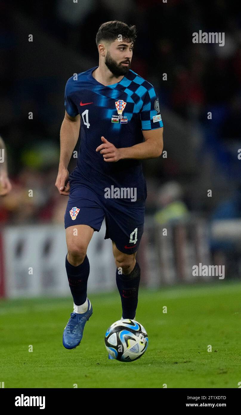 Cardiff,UK, 15 Oct 2023 Josko Gvardiol (Croatia) in action during the ...