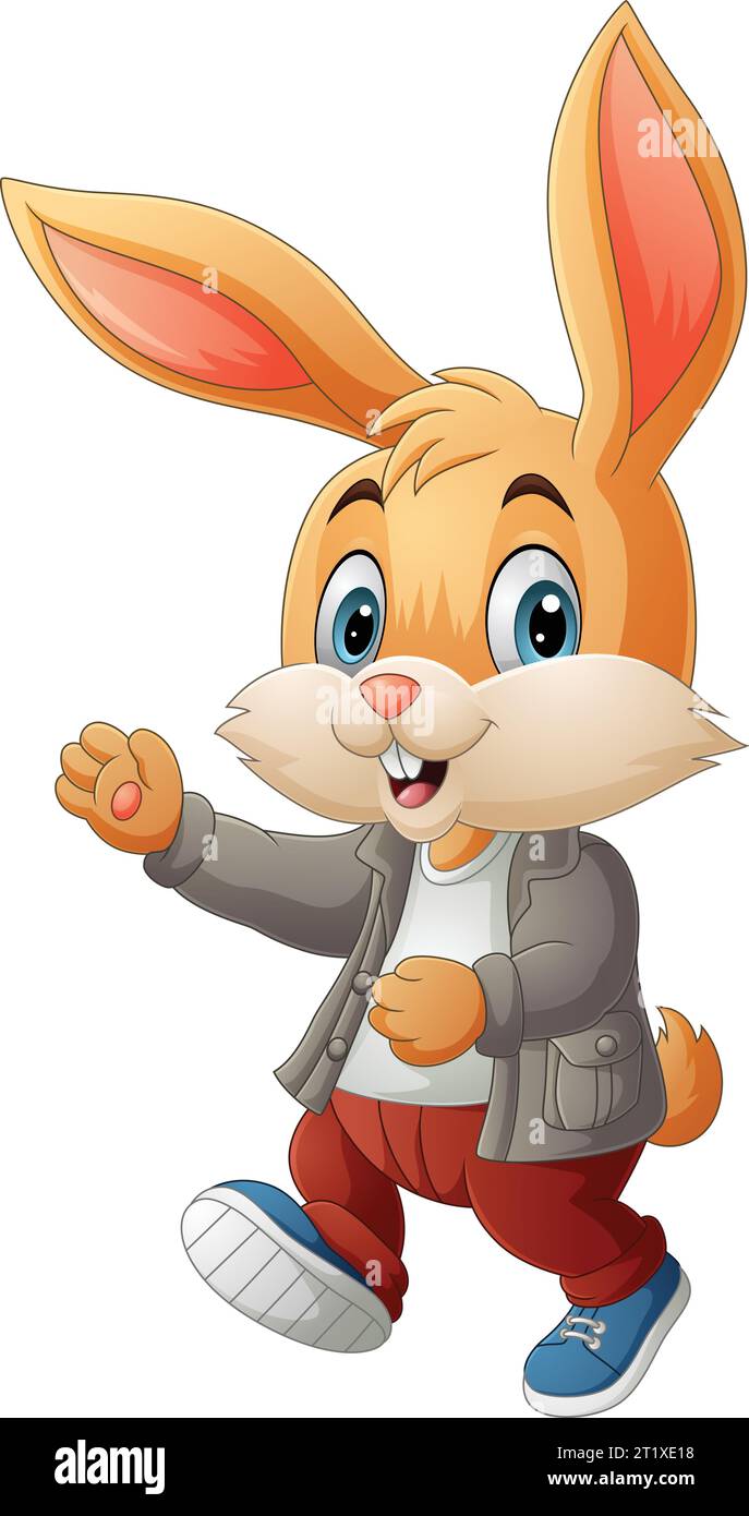 Cartoon happy rabbit on white background Stock Vector Image & Art - Alamy