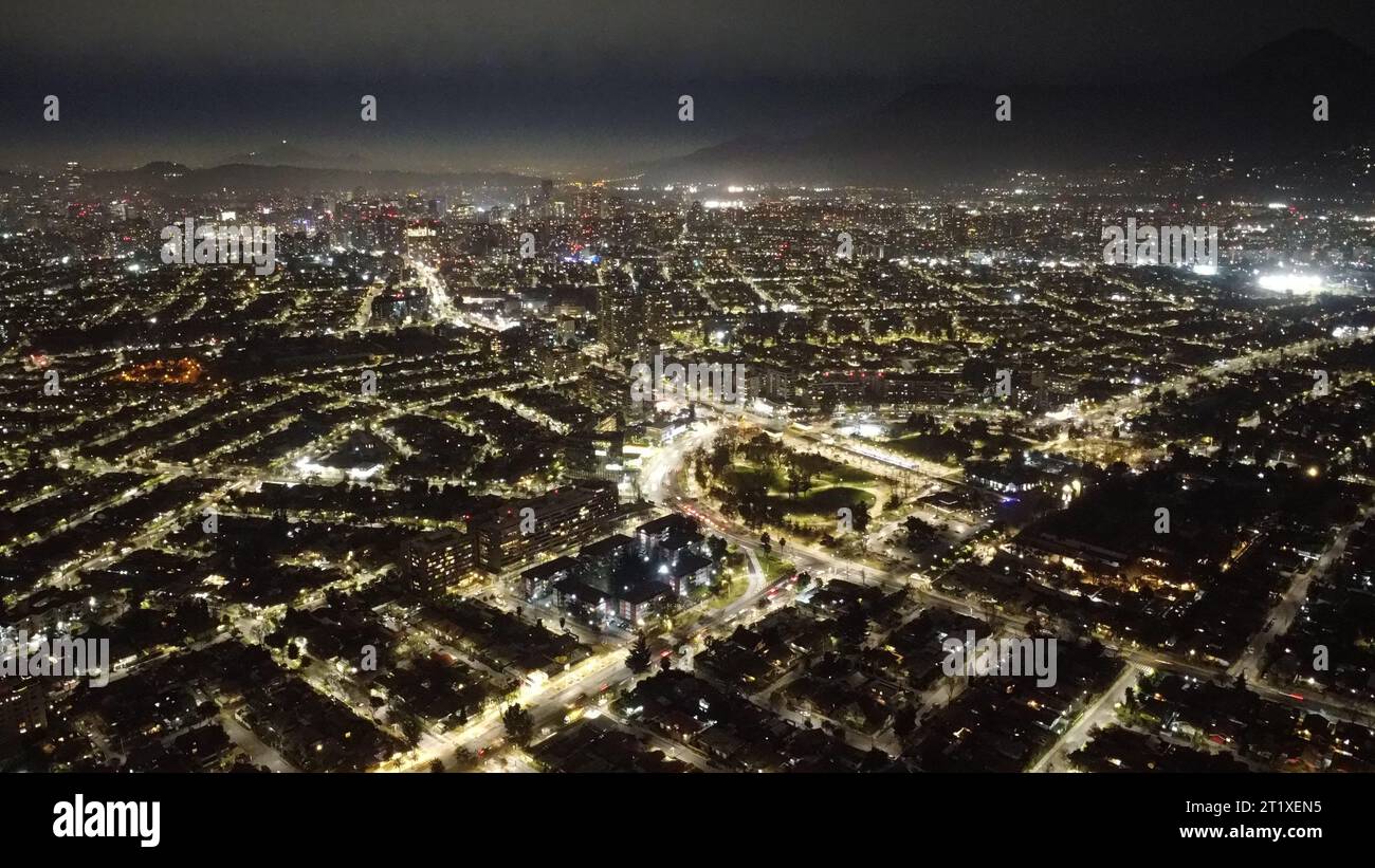 Night aerials of Santiago, Chile Stock Photo - Alamy