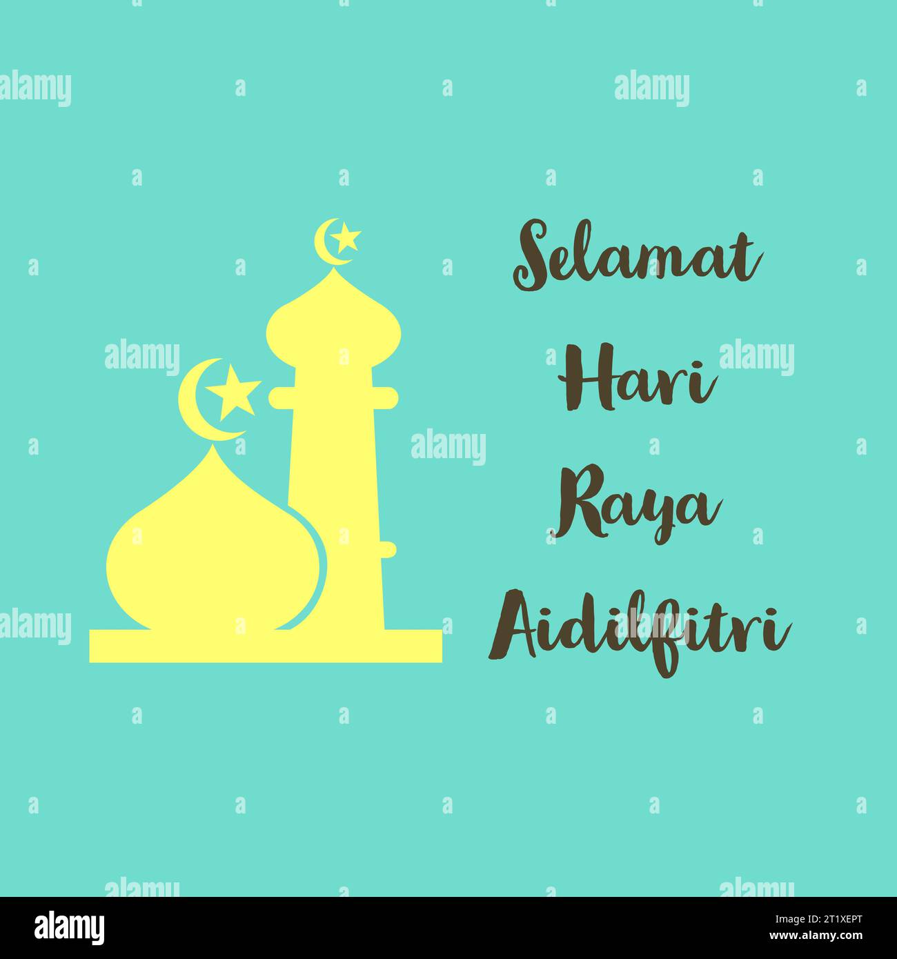 Illustration of mosque icon with text Selamat Hari Raya Aidilfitri (in ...