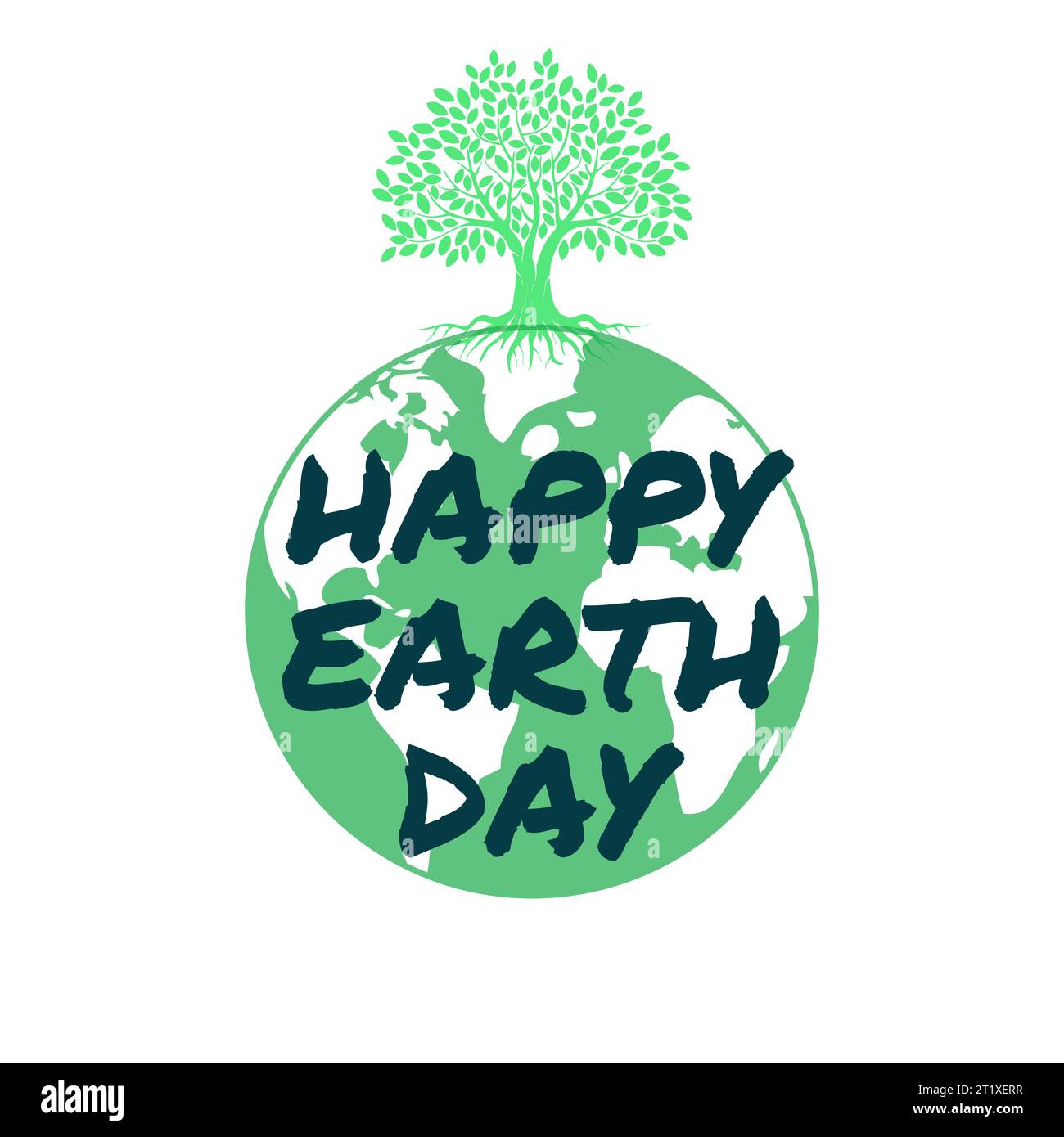 Illustration of tree and earth icon with text HAPPY EARTH DAY Stock ...